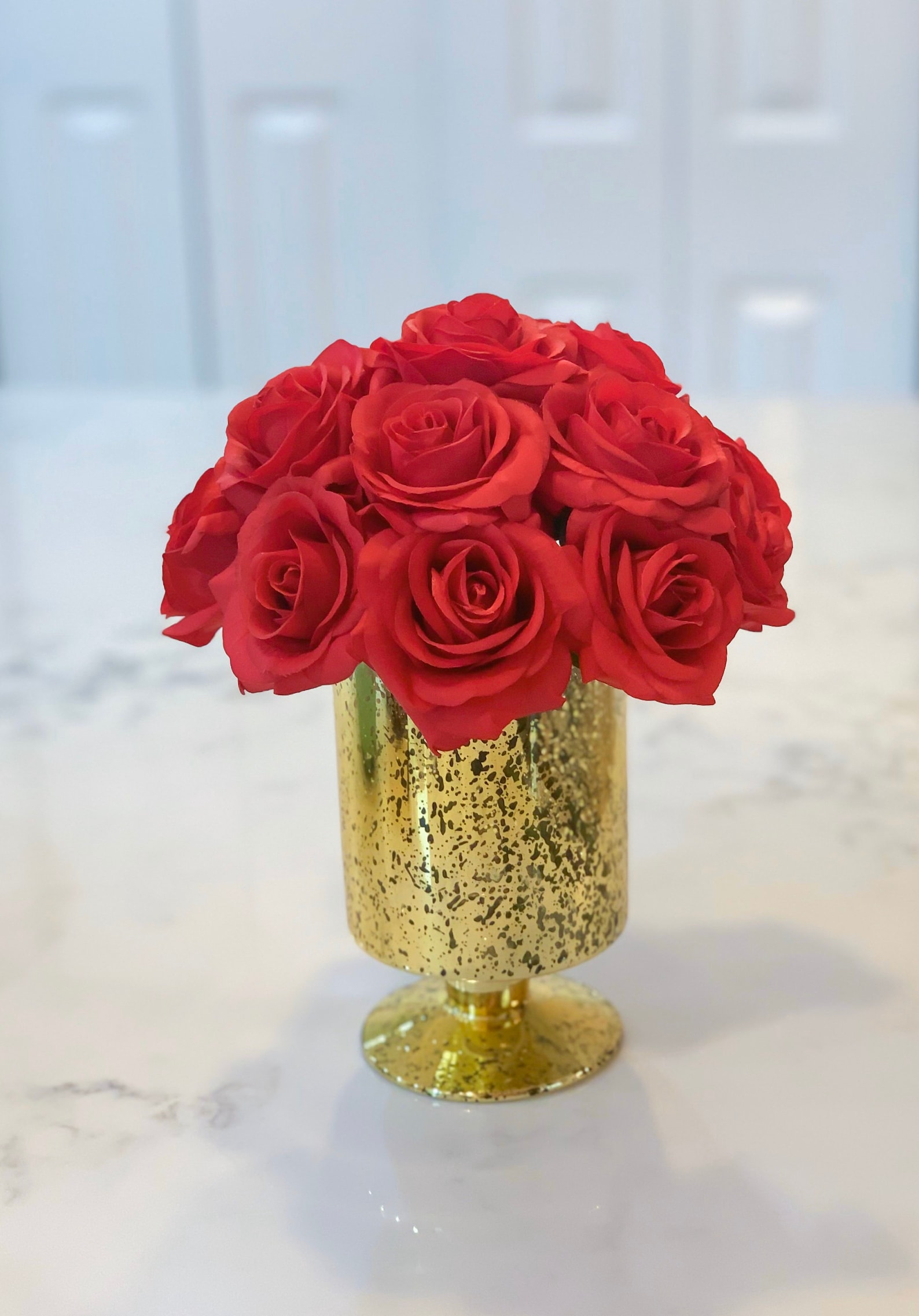 Red Centerpiece-red Flower Arrangement-gold Centerpiece-real Touch Red ...
