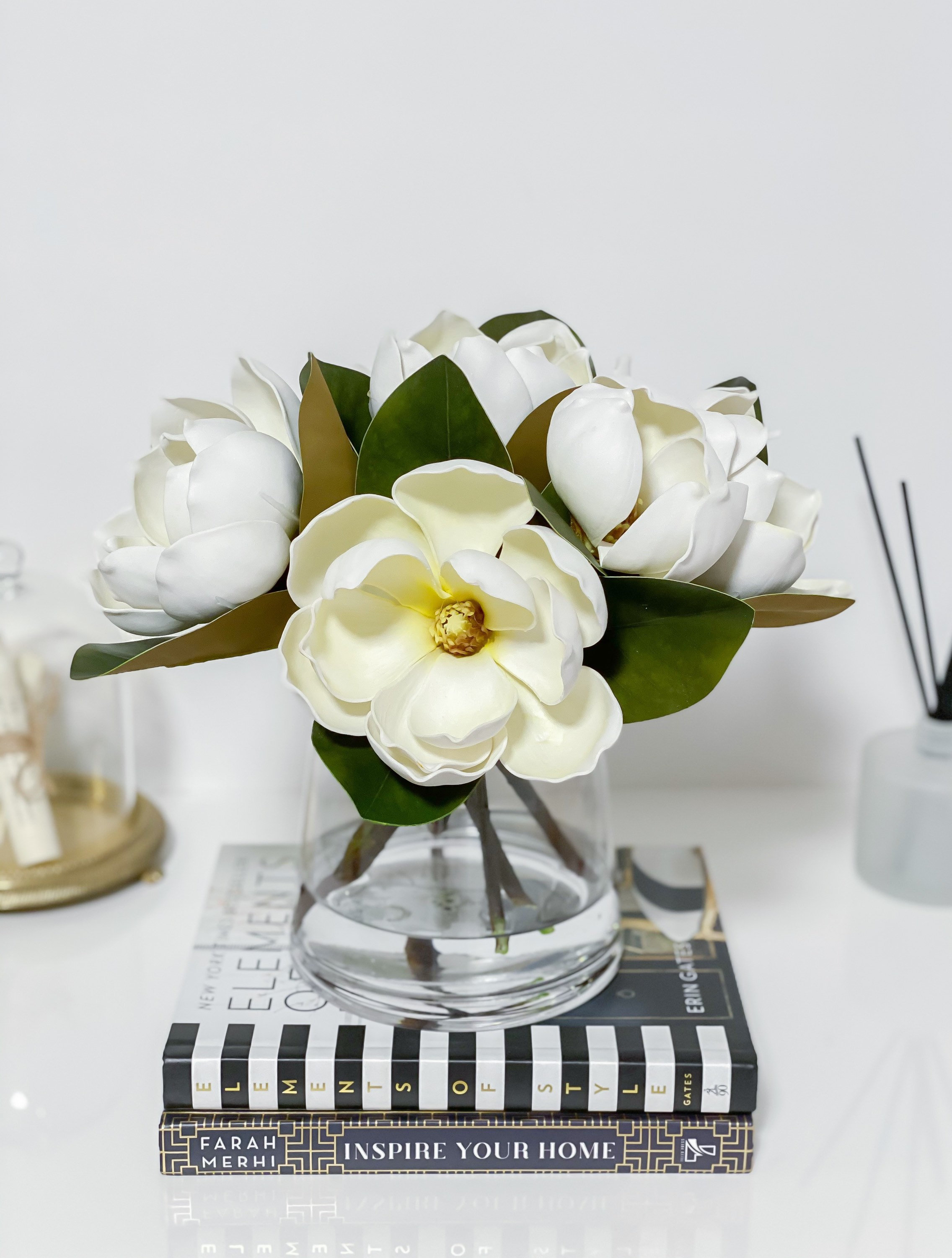 Home & Living Home Décor Real Touch Magnolia Flower Arrangement ...