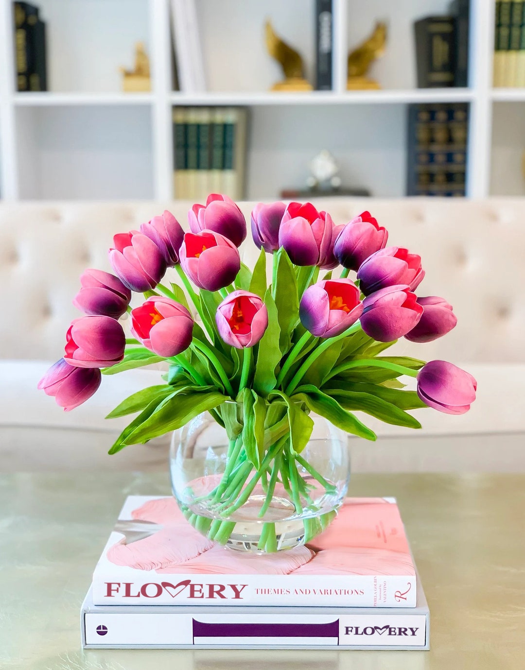 Large Purple/pink Tulips-large Size Tulips-real Touch Tulip Arrangement ...