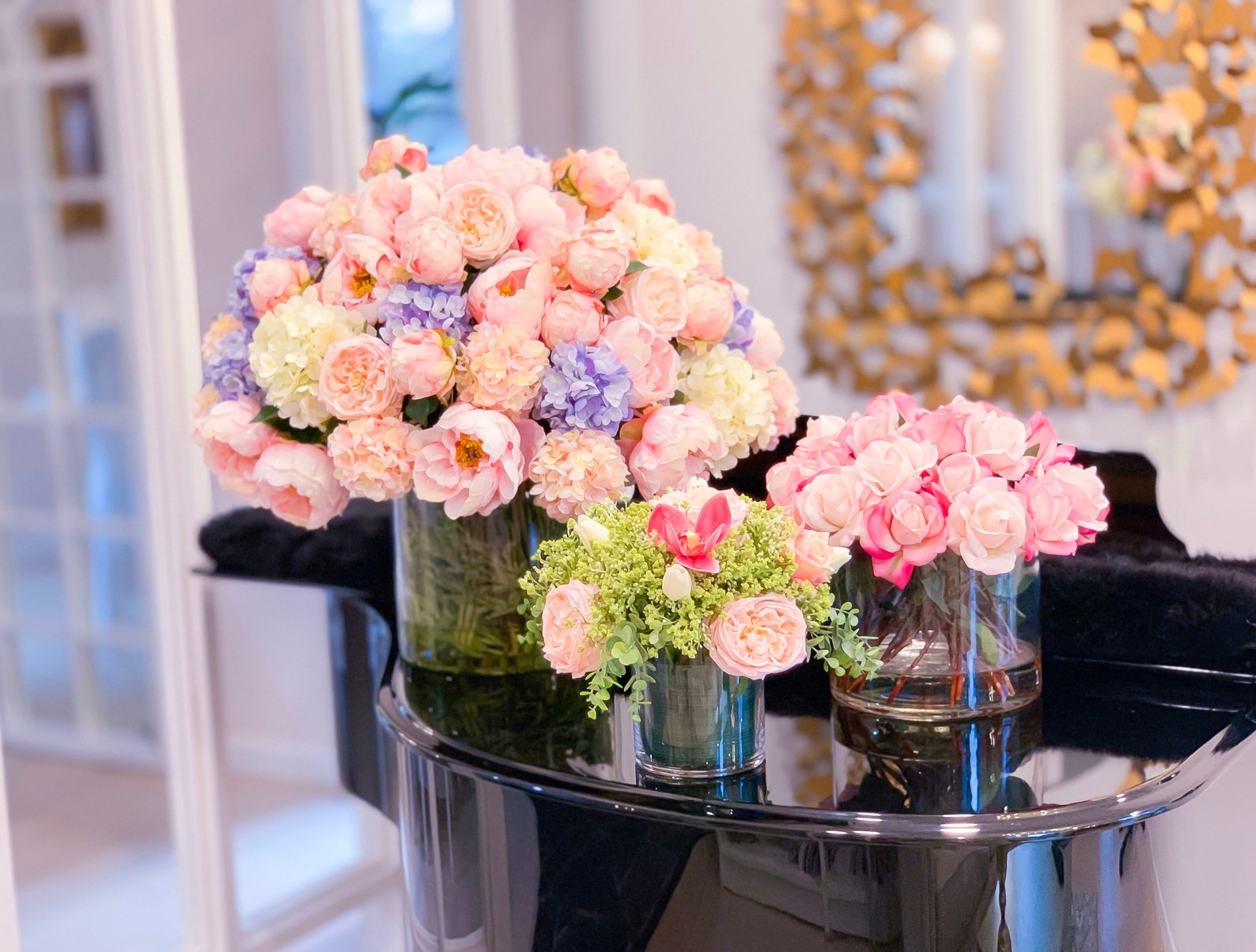 Set of 3 Table Centerpiece Arrangements-lobby Centerpieces-faux Flower ...