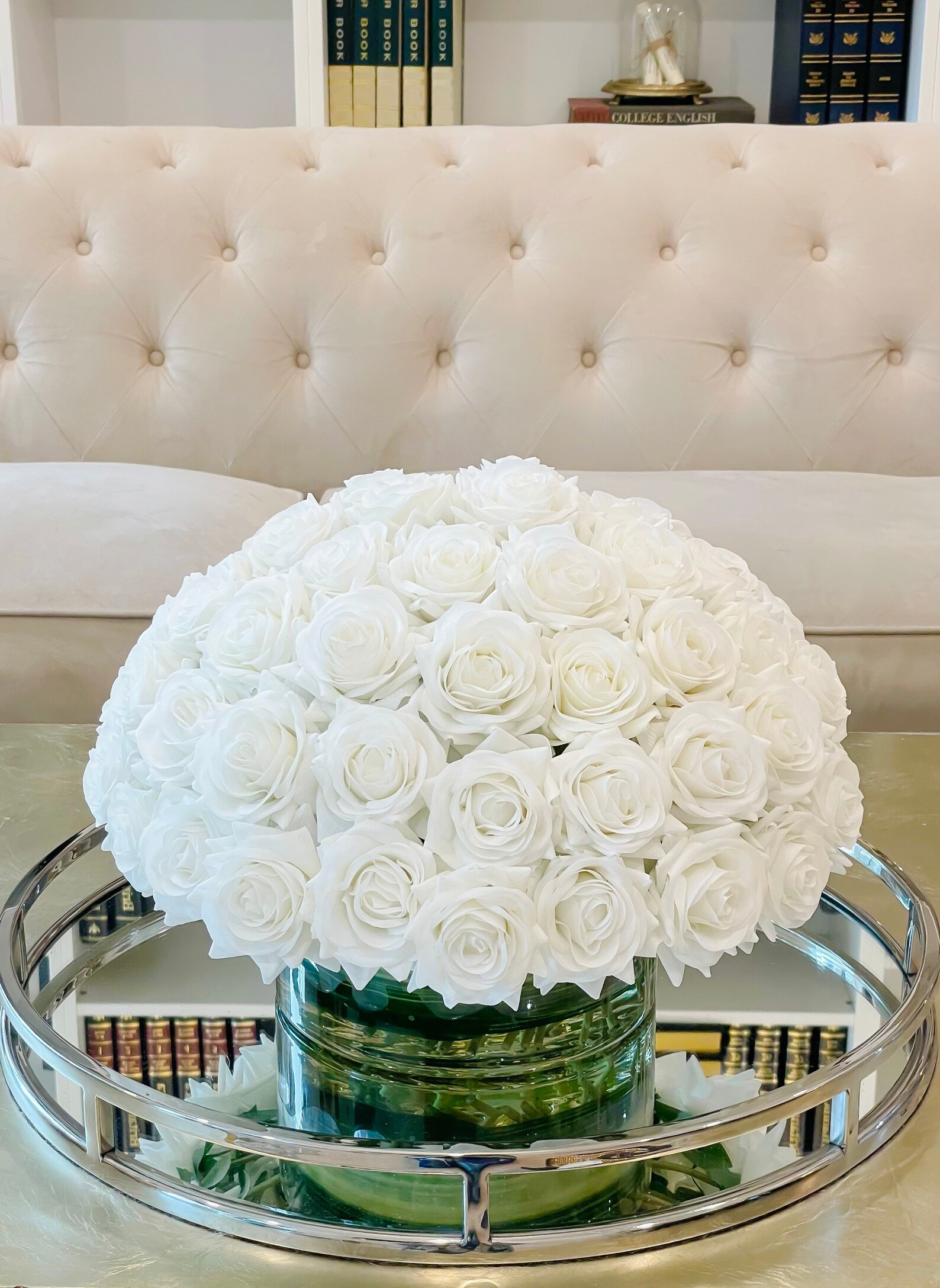 X Large Centerpiece 60 Roses-rose Centerpiece-white Real Touch - Etsy