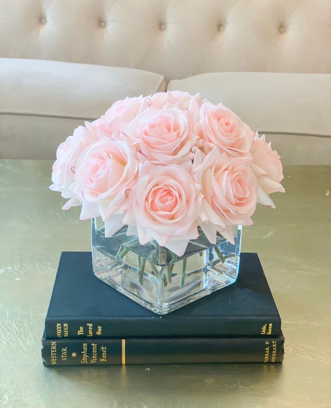 Rose Arrangement-rose Centerpiece-real Touch Faux Rose Arrangement ...