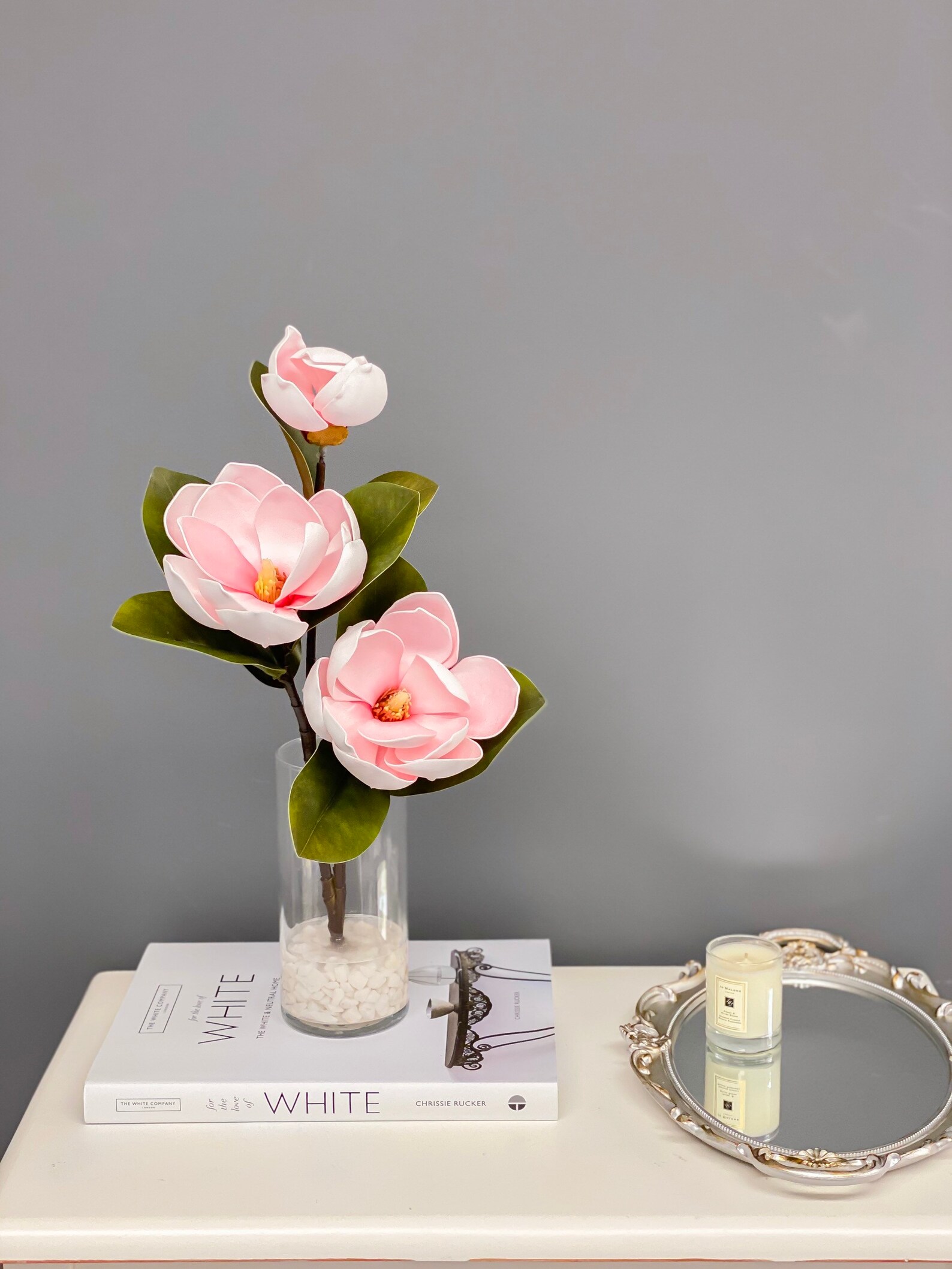 Tall Real Touch Silk Magnolia Floral Arrangement-premium Magnolia in ...