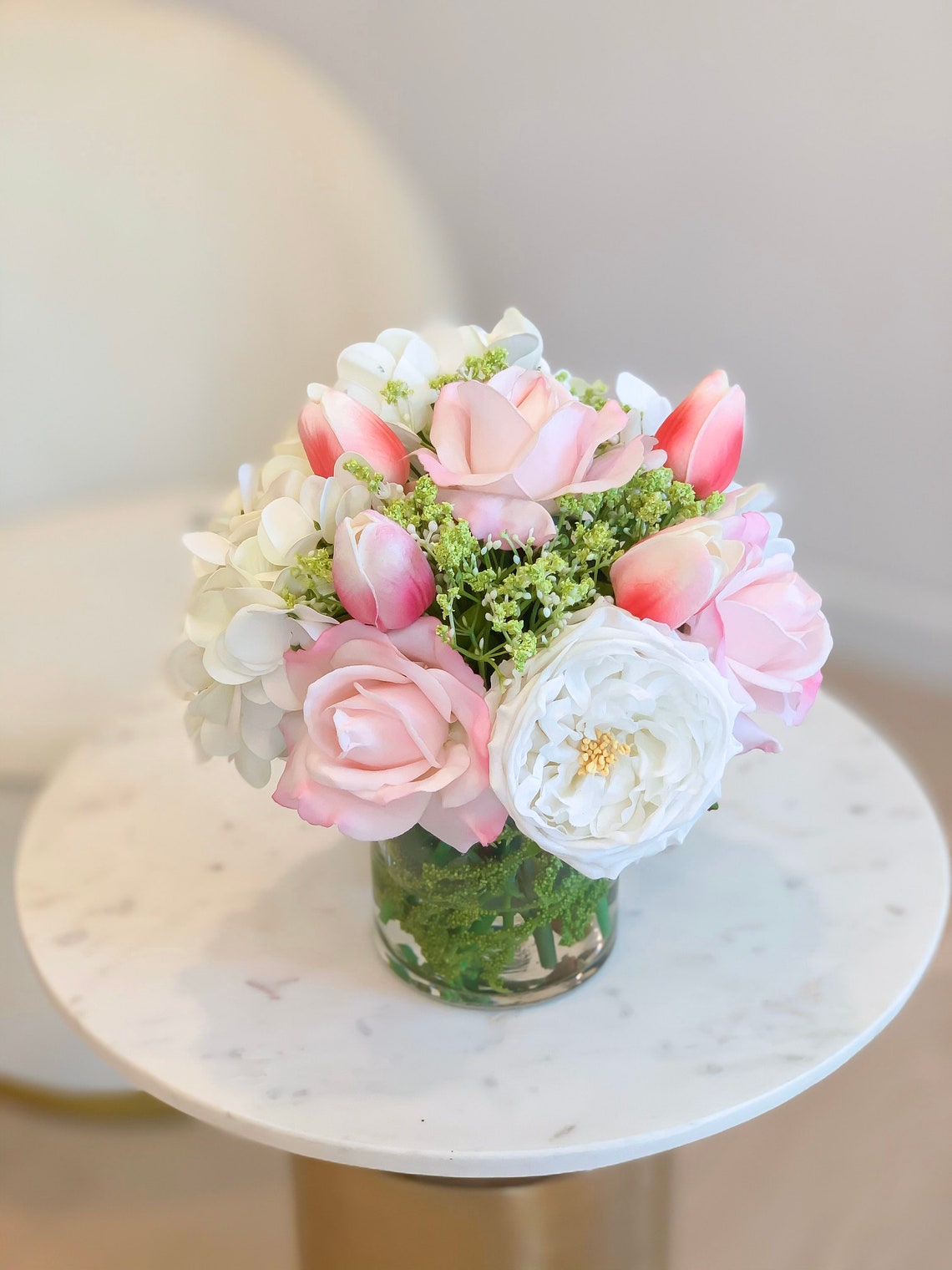 Pink Rose Centerpiece-dining Table Centerpiece-pink Real Touch - Etsy