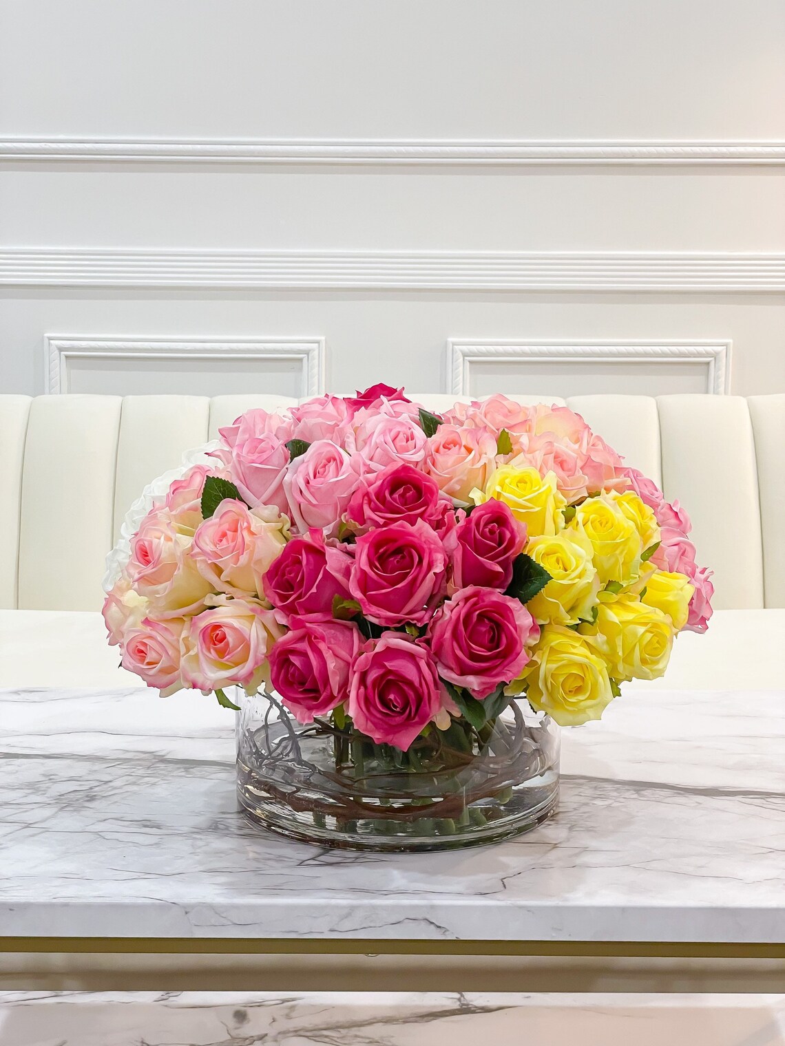 X-large Exclusive Finest Real Touch Roses Arrangement-multi - Etsy