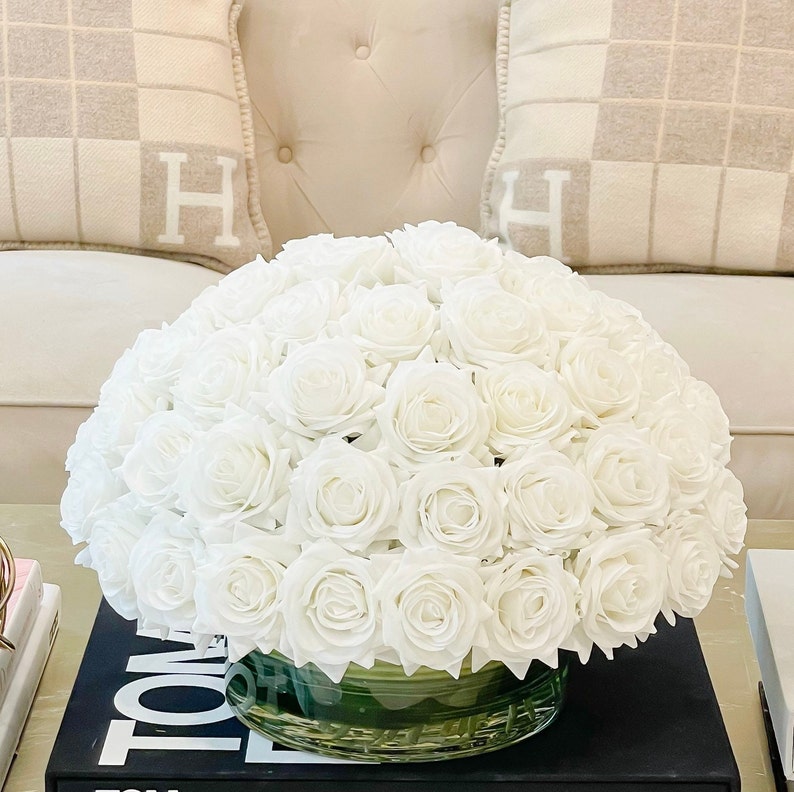 X Large Centerpiece 60 Roses-rose Centerpiece-white Real Touch - Etsy