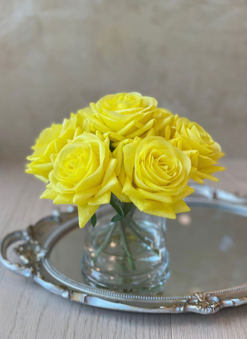 REAL TOUCH Yellow Flower Arrangement-rose Floral | Etsy