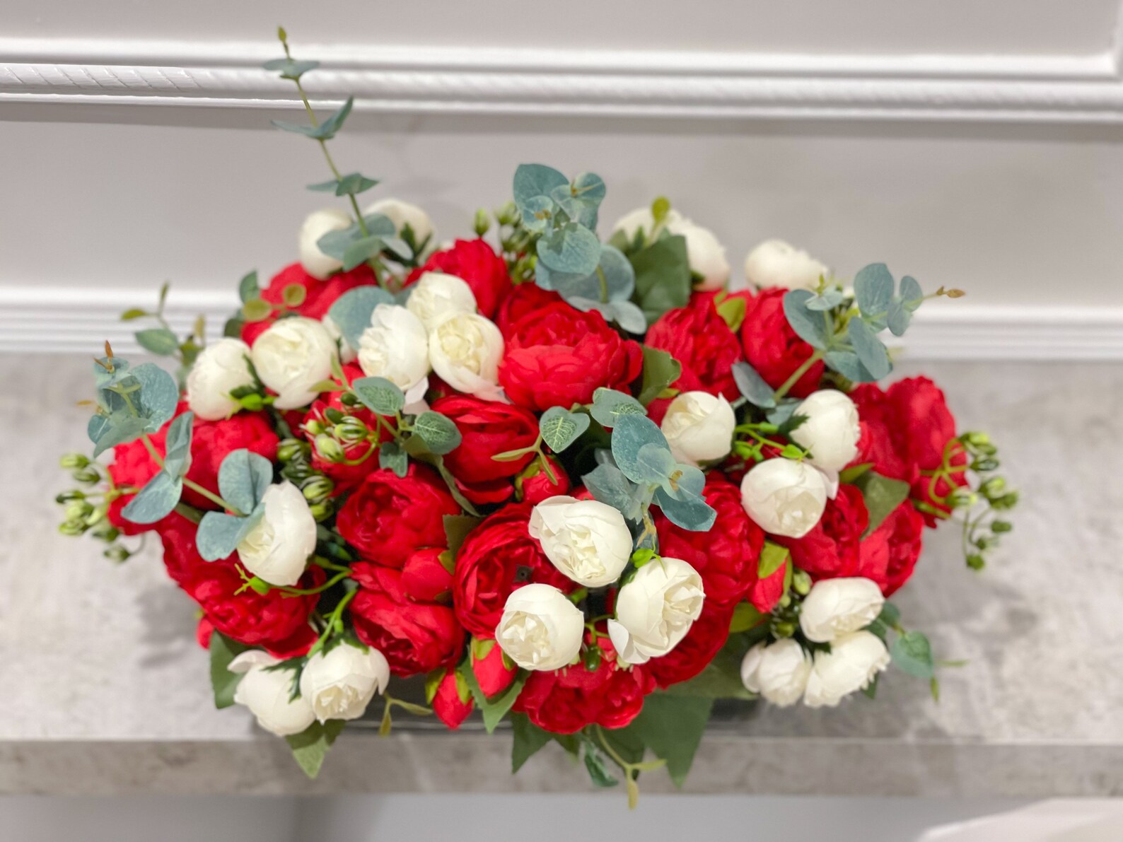 Red Peony Flower Arrangement-large Rose Floral Arrangement | Etsy