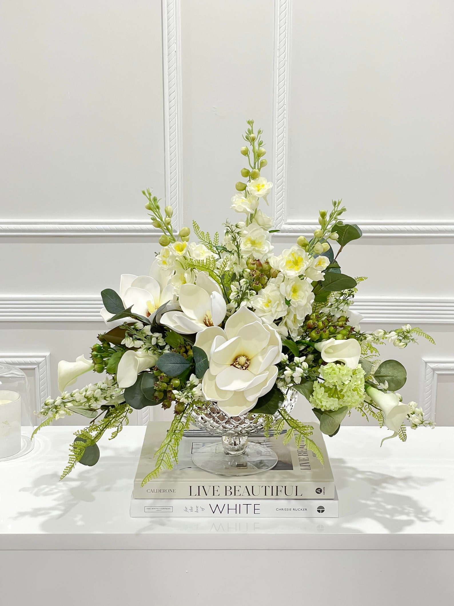 Large Real Touch Silk Magnolia Floral Arrangement-long Table - Etsy