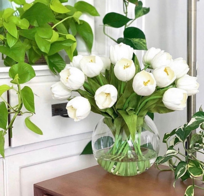 Yellow Tulip Table Centerpiece: Real Touch Floral Arrangement - Etsy