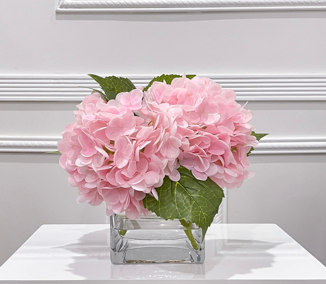 Light Pink Hydrangea Arrangement: Real Touch Faux Floral Centerpiece - Etsy