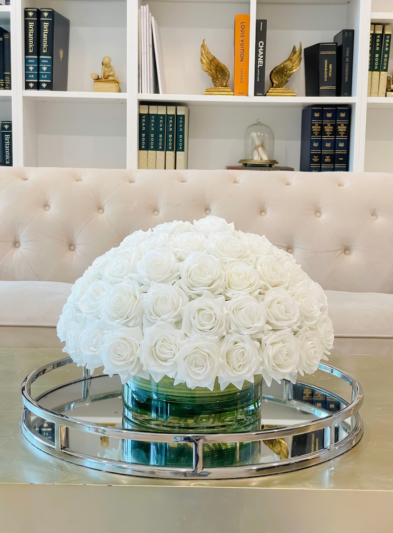 X Large Centerpiece 60 Roses-rose Centerpiece-white Real Touch - Etsy