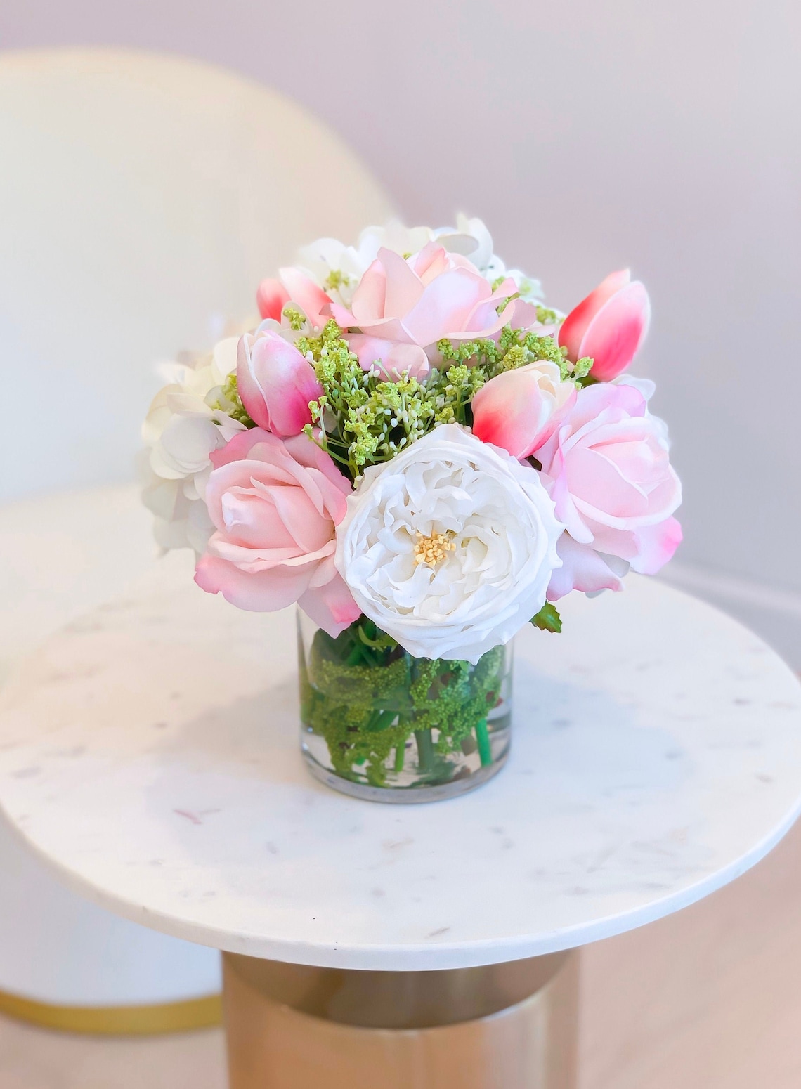 Pink Rose Centerpiece-dining Table Centerpiece-pink Real Touch - Etsy