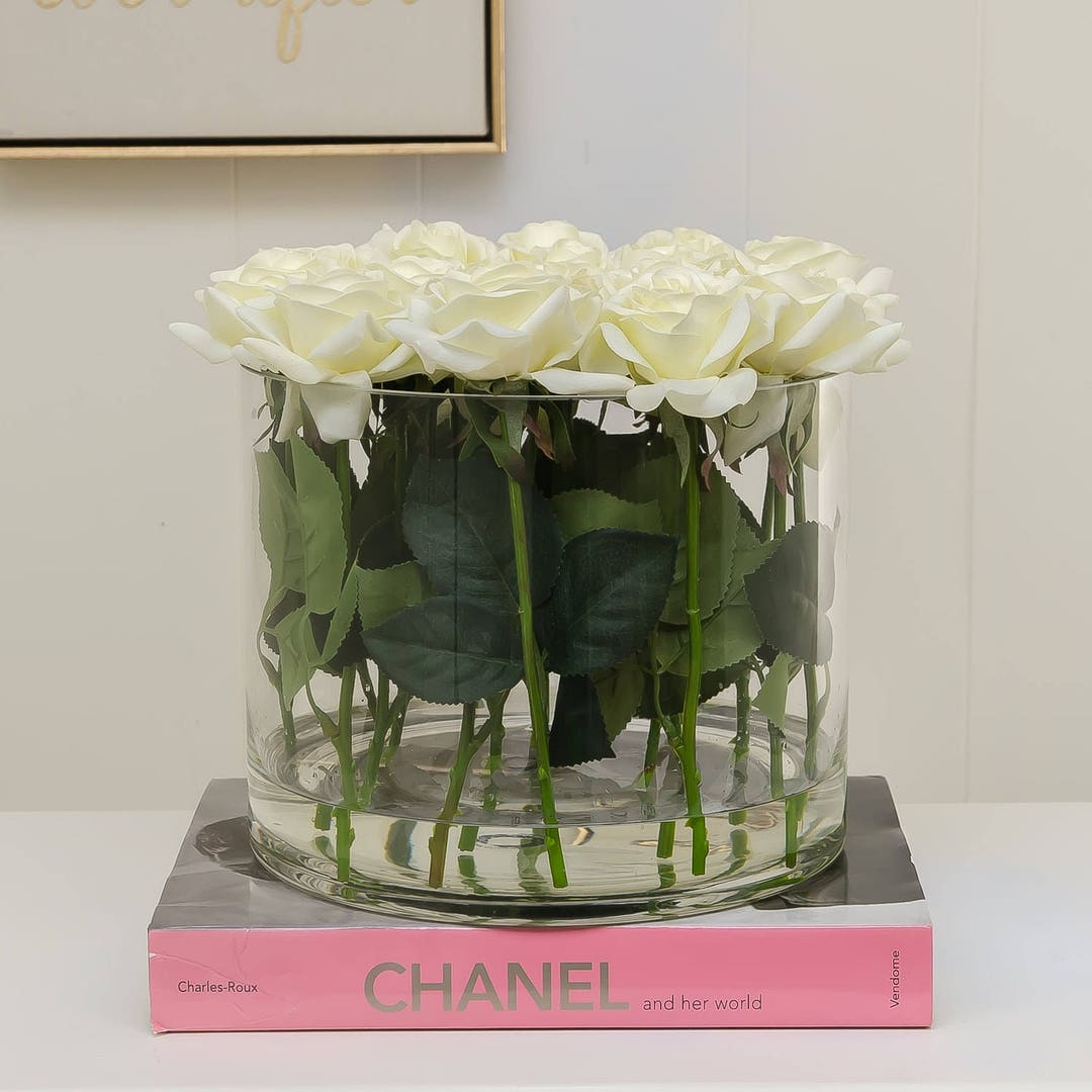 Large Real Touch Rose Arrangement-real Touch Rose Centerpiece-white ...