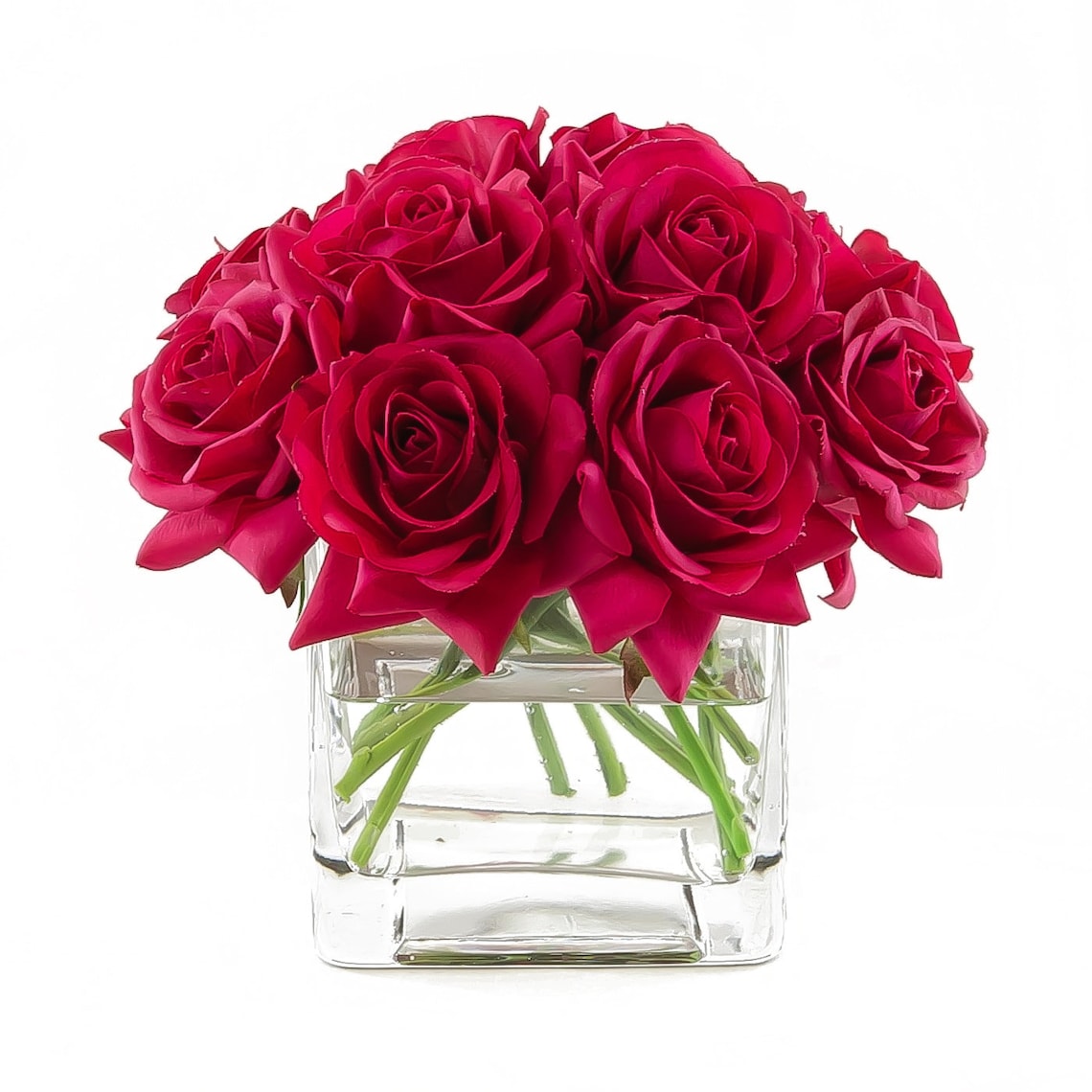 12 Real Touch Red Roses Arrangement, Home Decor, Silk Floral ...