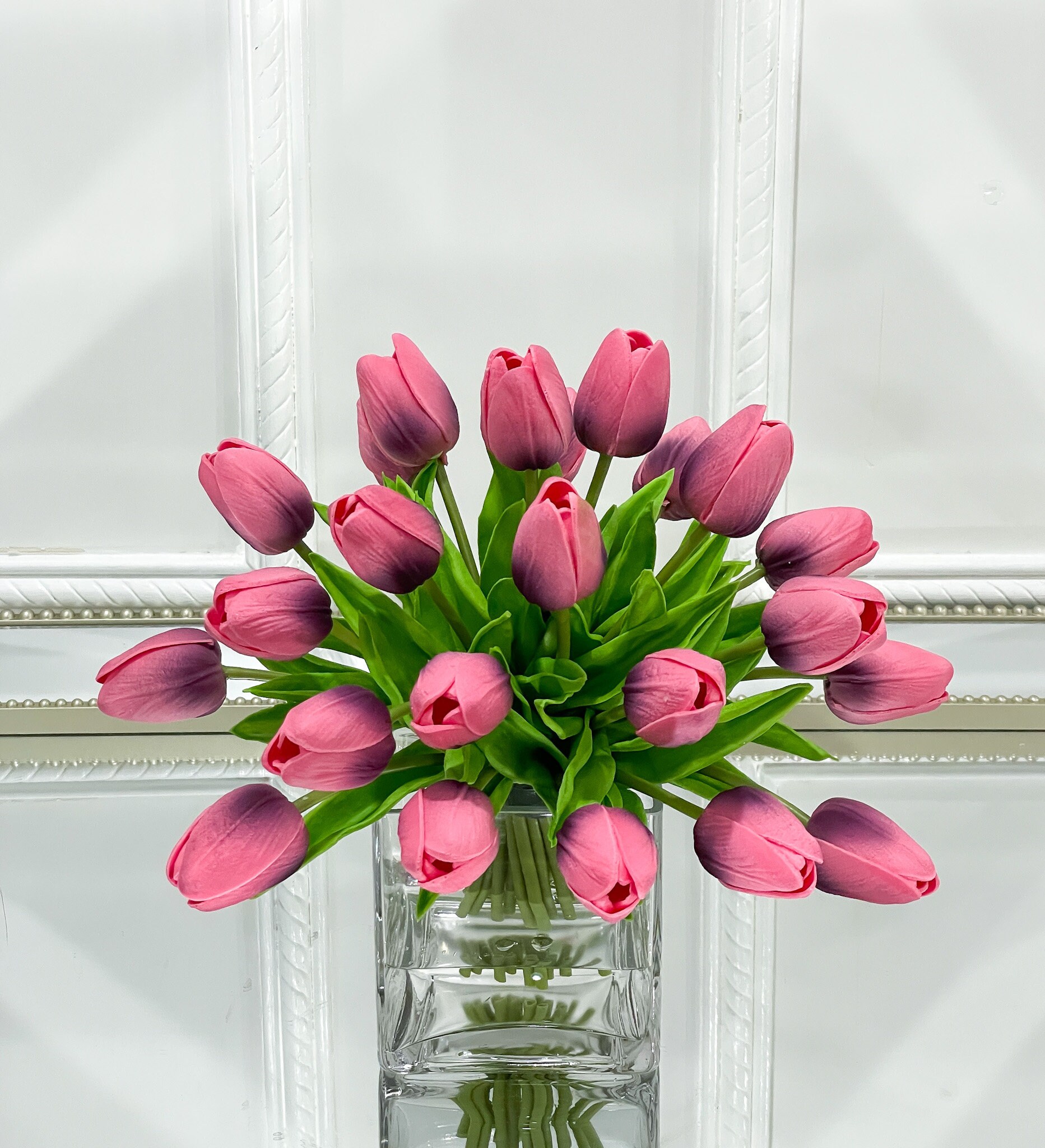 Pink Ombre Tulip Arrangement: Real Touch Faux Floral Centerpiece - Etsy