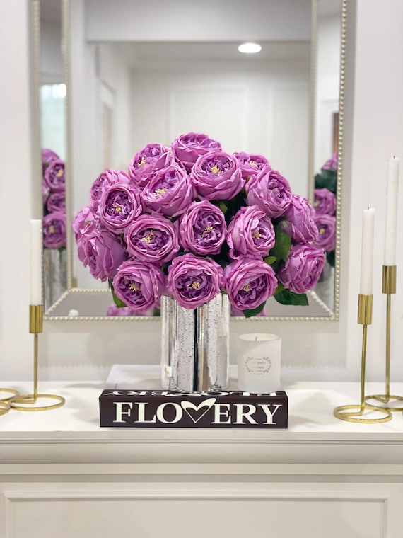 Large Silver Vases Of Roses