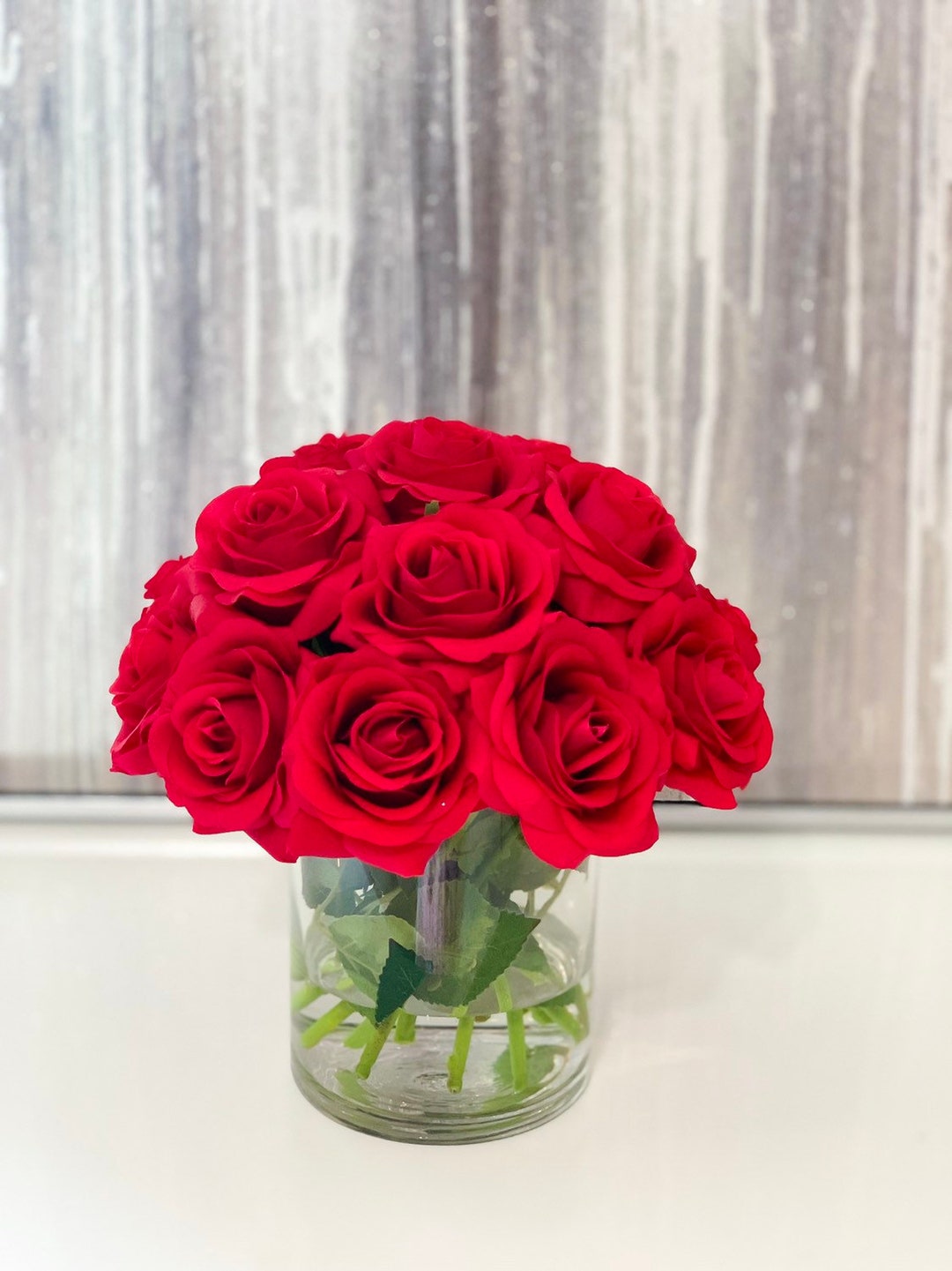 Real Touch Red Rose Arrangement: Modern Floral Centerpiece - Etsy