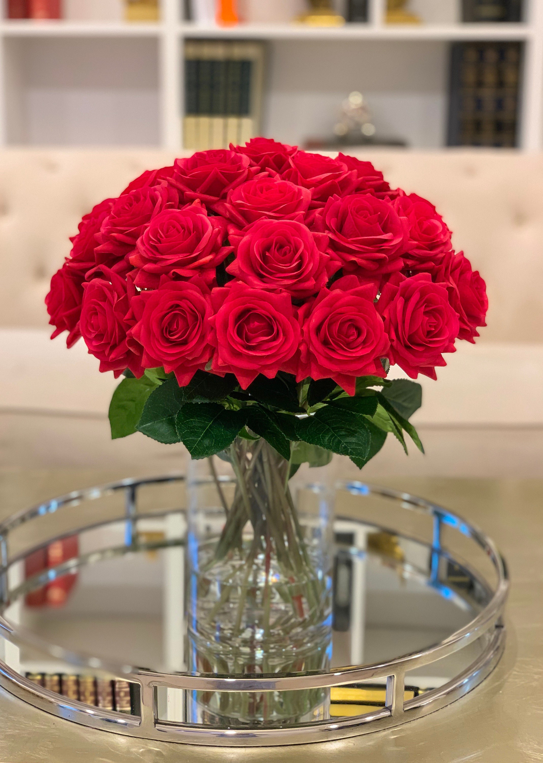 Red Roses Flower Arrangement-large Faux Rose Arrangement-real | Etsy