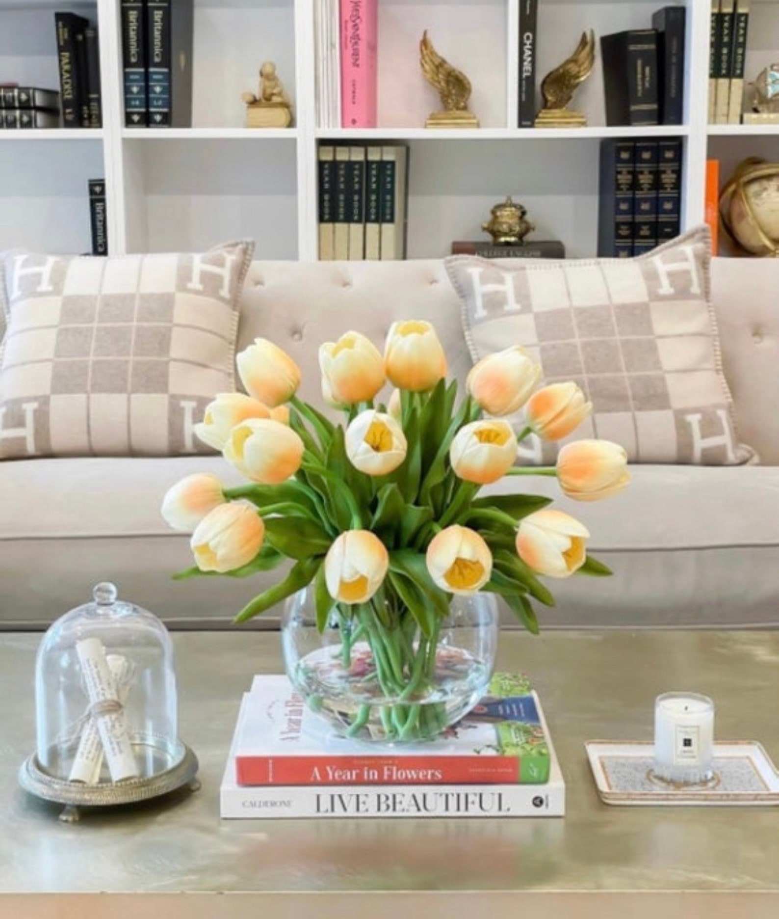 Yellow Tulip Table Centerpiece: Real Touch Floral Arrangement - Etsy