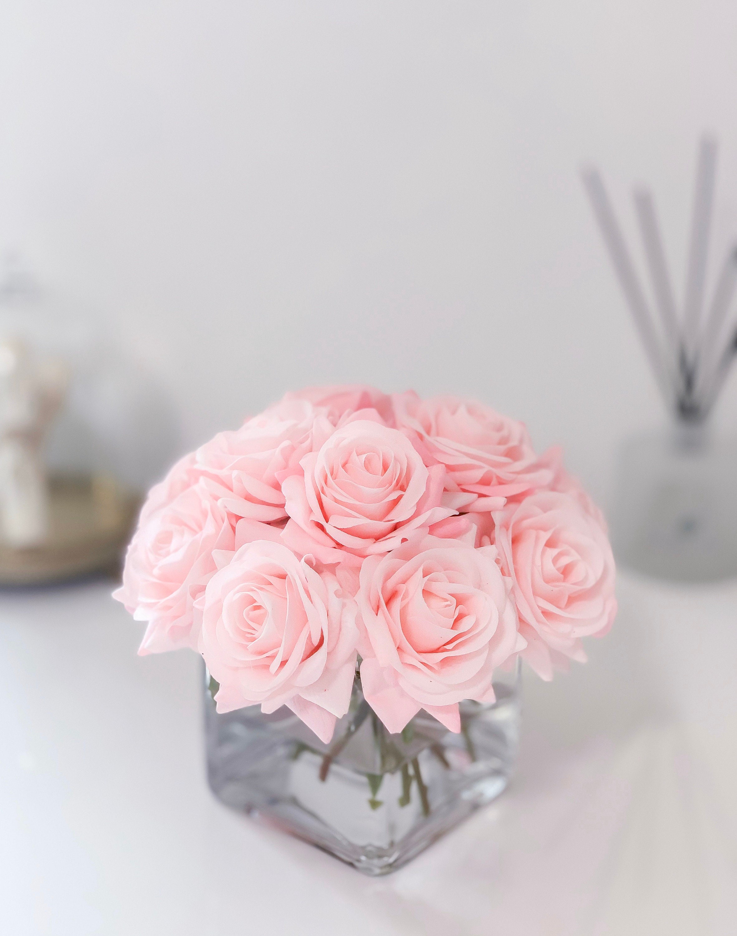 Pink Real Touch Rose Arrangement-pink | Etsy