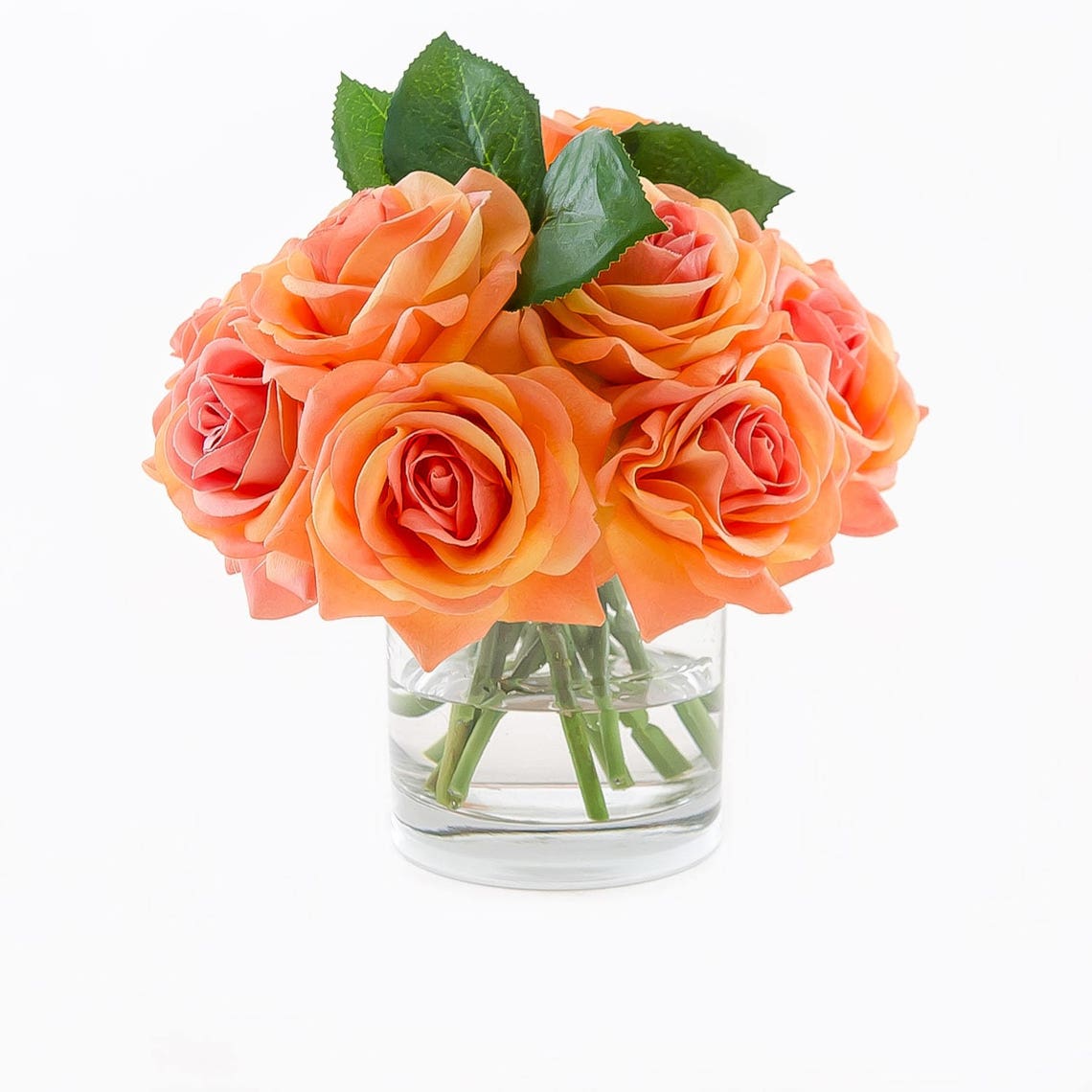 Real Touch Peach Orange Roses Faux Arrangement in Cylinder - Etsy