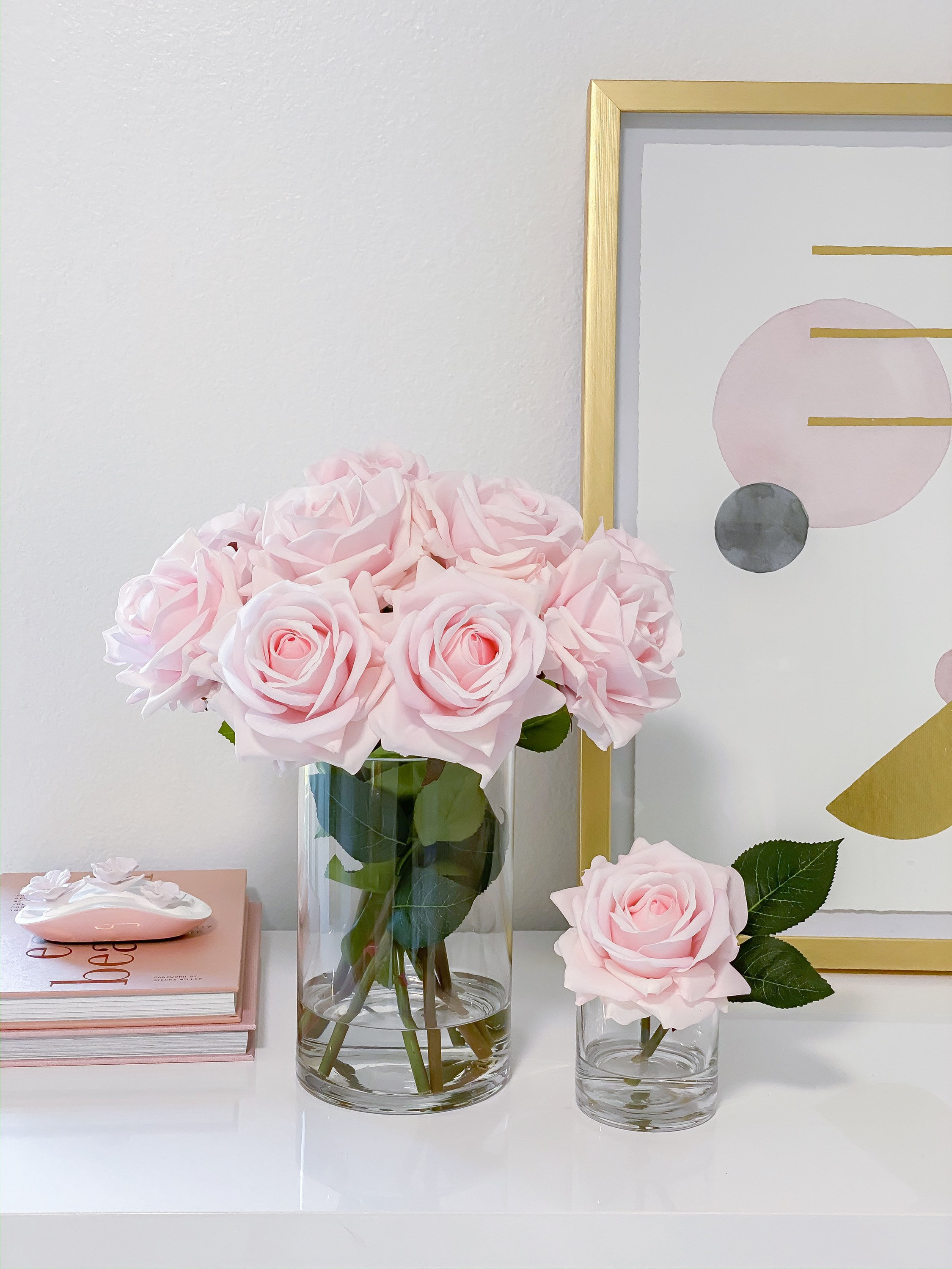 Set of 2 LARGE Size Pink/blush Rose Real Touch | Etsy