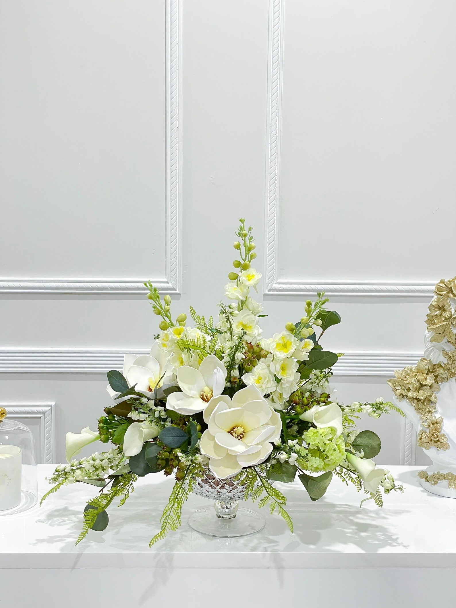 Large Real Touch Silk Magnolia Floral Arrangement-long Table ...