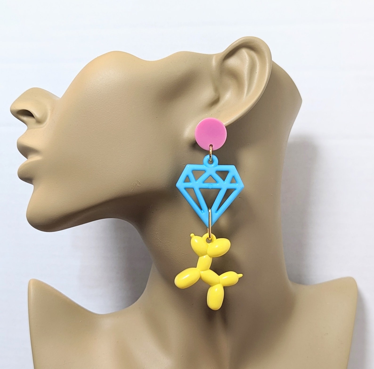 Bright Balloon Dog Dangle Earrings: Pop Art Kandi Jewelry - Etsy