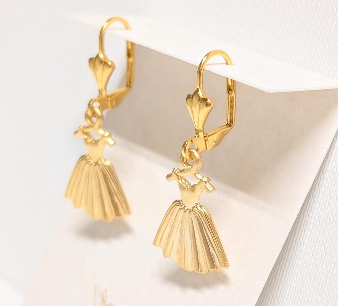 Matte Gold Dress Earrings: Vintage Style, Gold Plated, Hypoallergenic ...