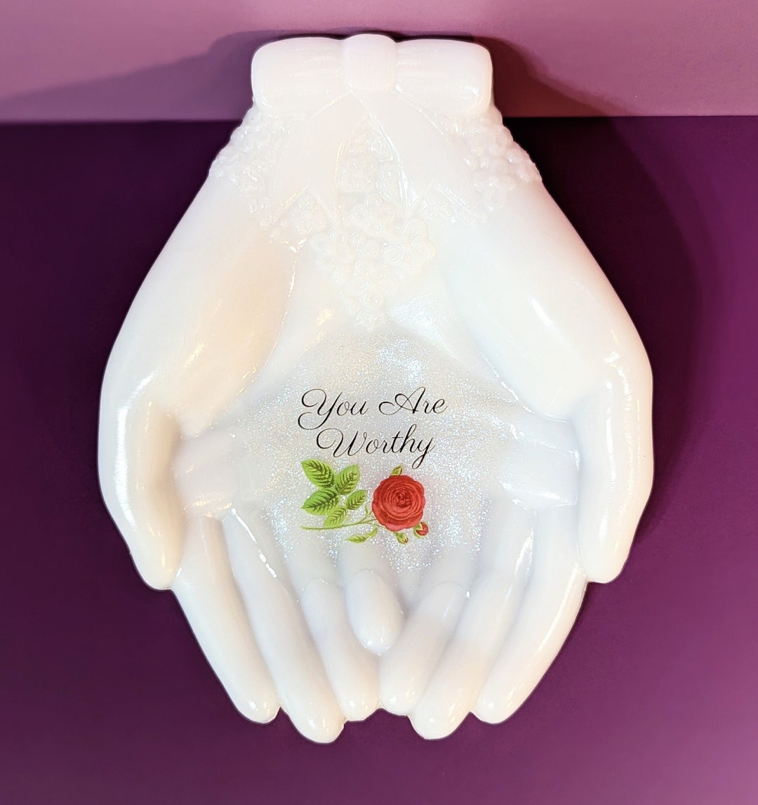 Vintage "you Are Worthy" Trinket Dish: Upcycled Avon Milk Glass Hand ...