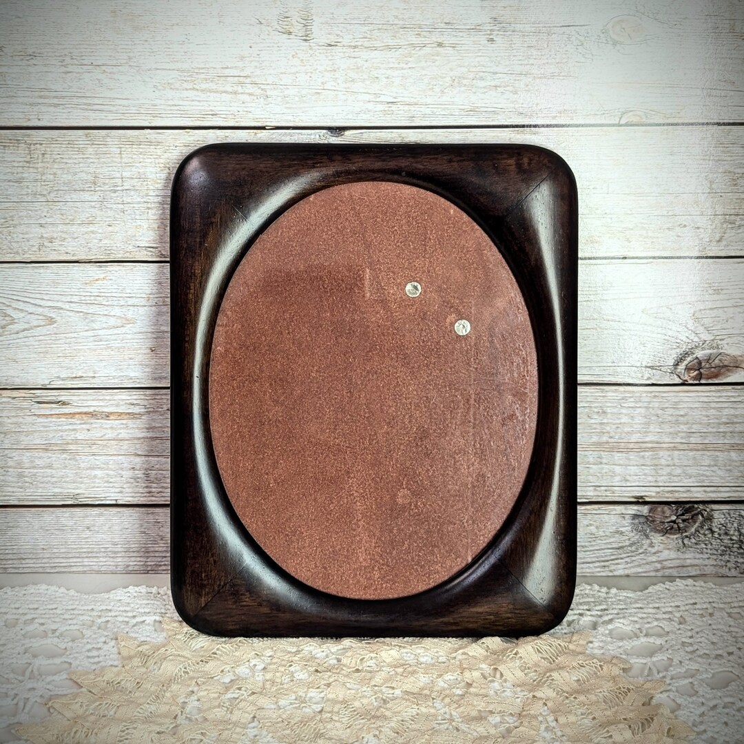 Vintage Smooth Wood Frame With Leather Back, 8x10, Rectangle With Oval ...