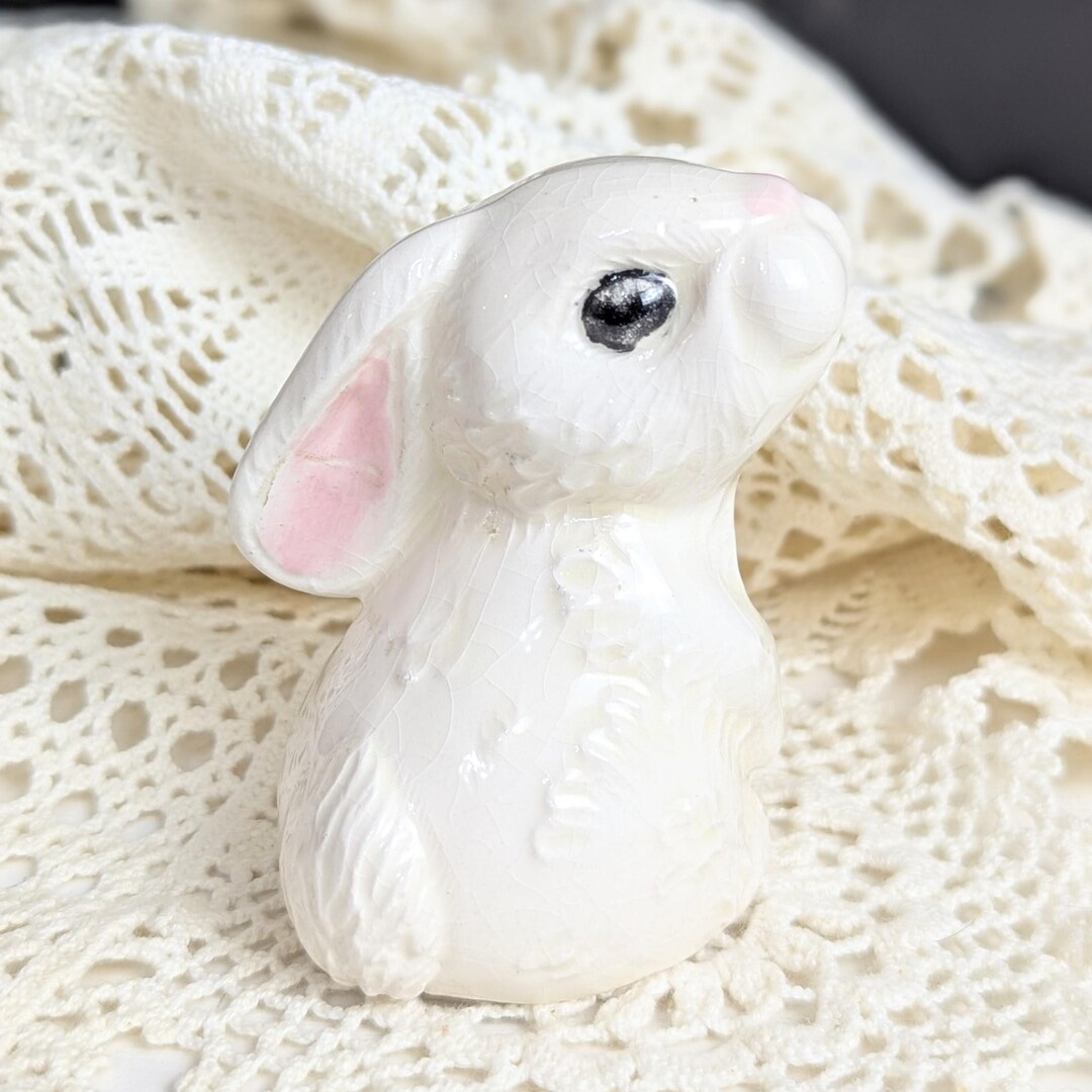 Vintage Cute Bunny Figurine, Sweet Rabbit With Crazing, Gift for Her ...