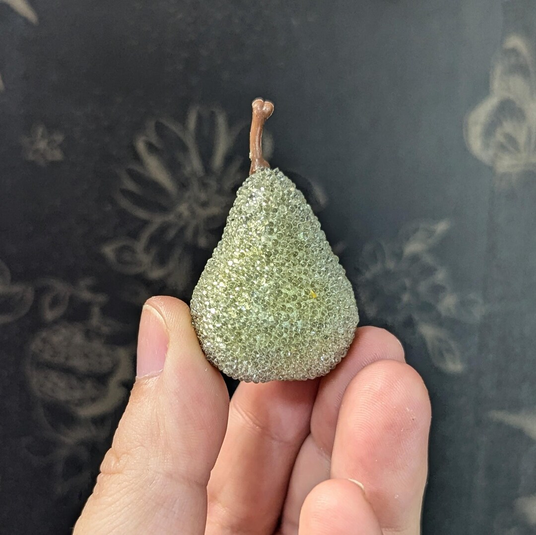 ONE Small Sugared Pear, Sugared Fruit, Faux Fruit, Craft Supplies ...