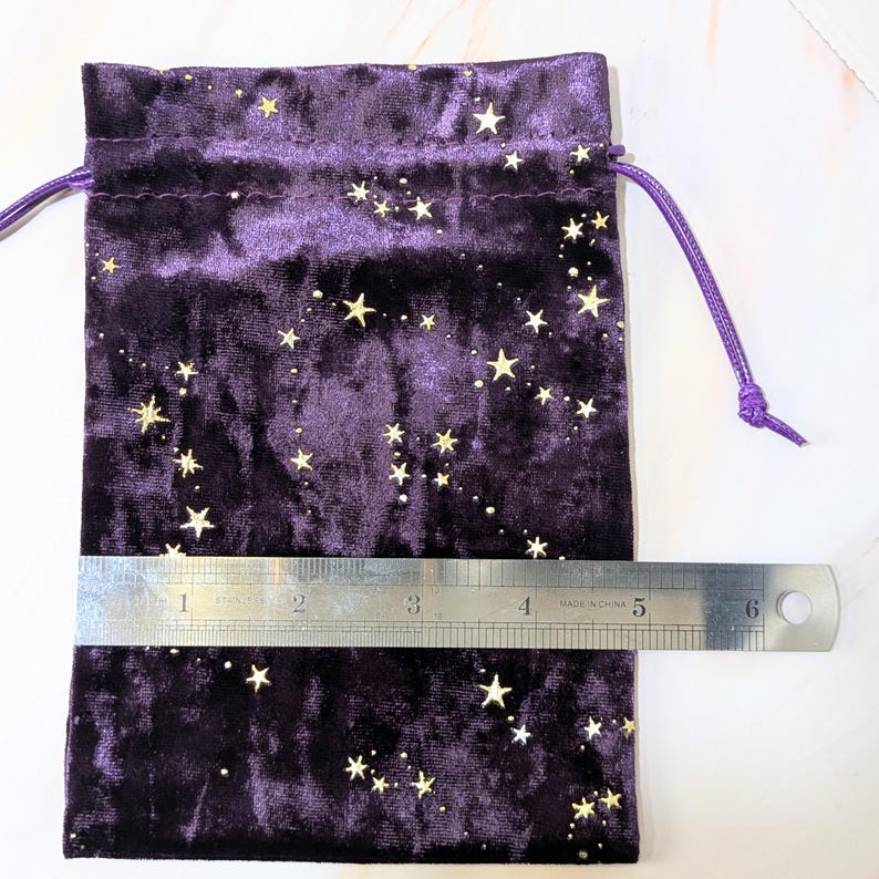 Gold Stars Crushed Velvet Drawstring Gift Bag - Witchy Celestial Style ...