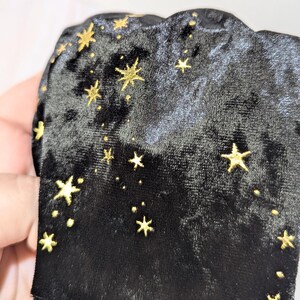 Gold Stars Crushed Velvet Drawstring Gift Bag - Witchy Celestial Style ...
