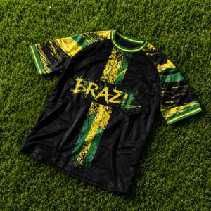 Brazil Black Soccer Jersey – Street Style Football Shirt for Kids ...