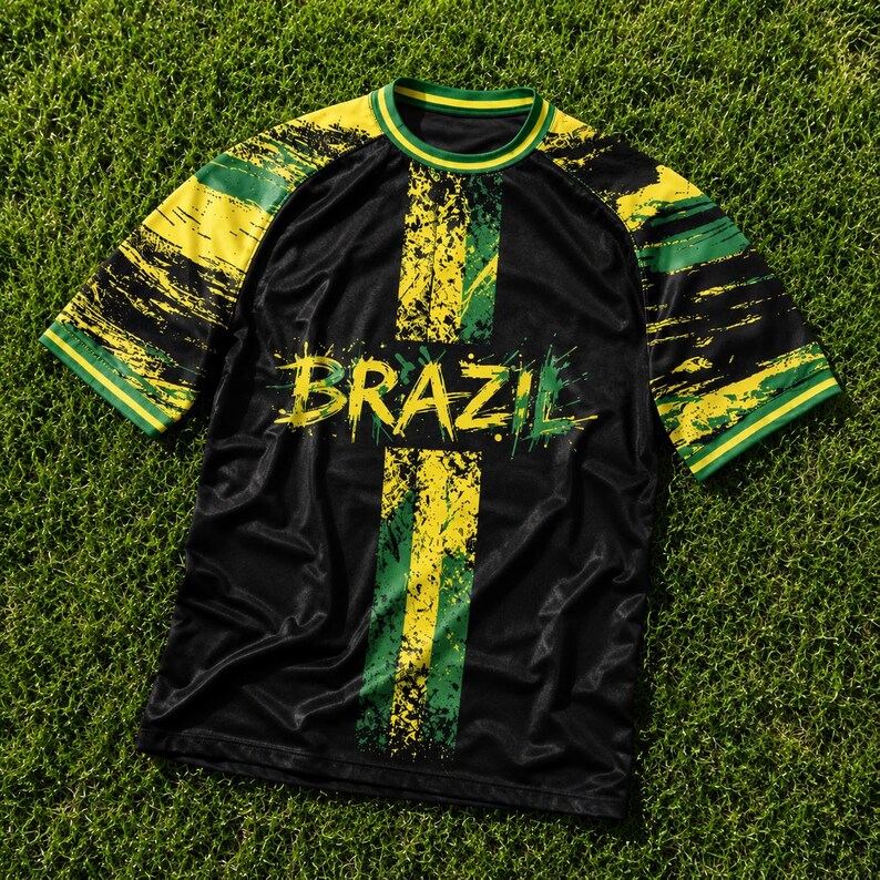 Brazil Black Soccer Jersey – Street Style Football Shirt for Kids ...