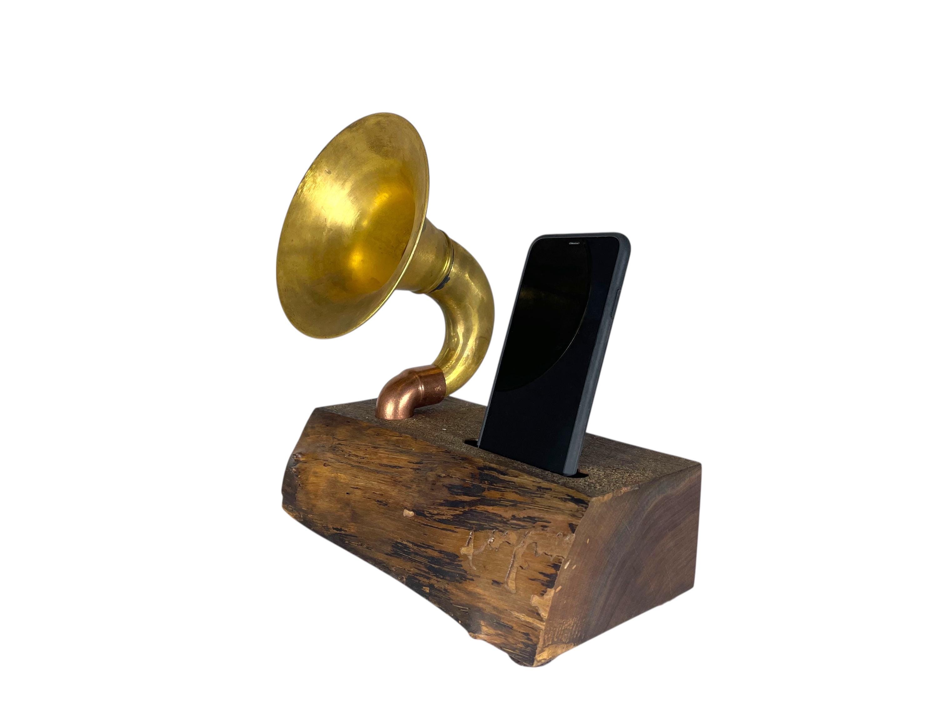 Brass Horn Phone Amplifier, Acoustic Phone Speaker