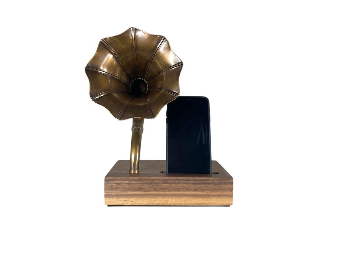 Phonograph Brass Horn Phone Amplifier, Acoustic iPhone Speaker - Etsy