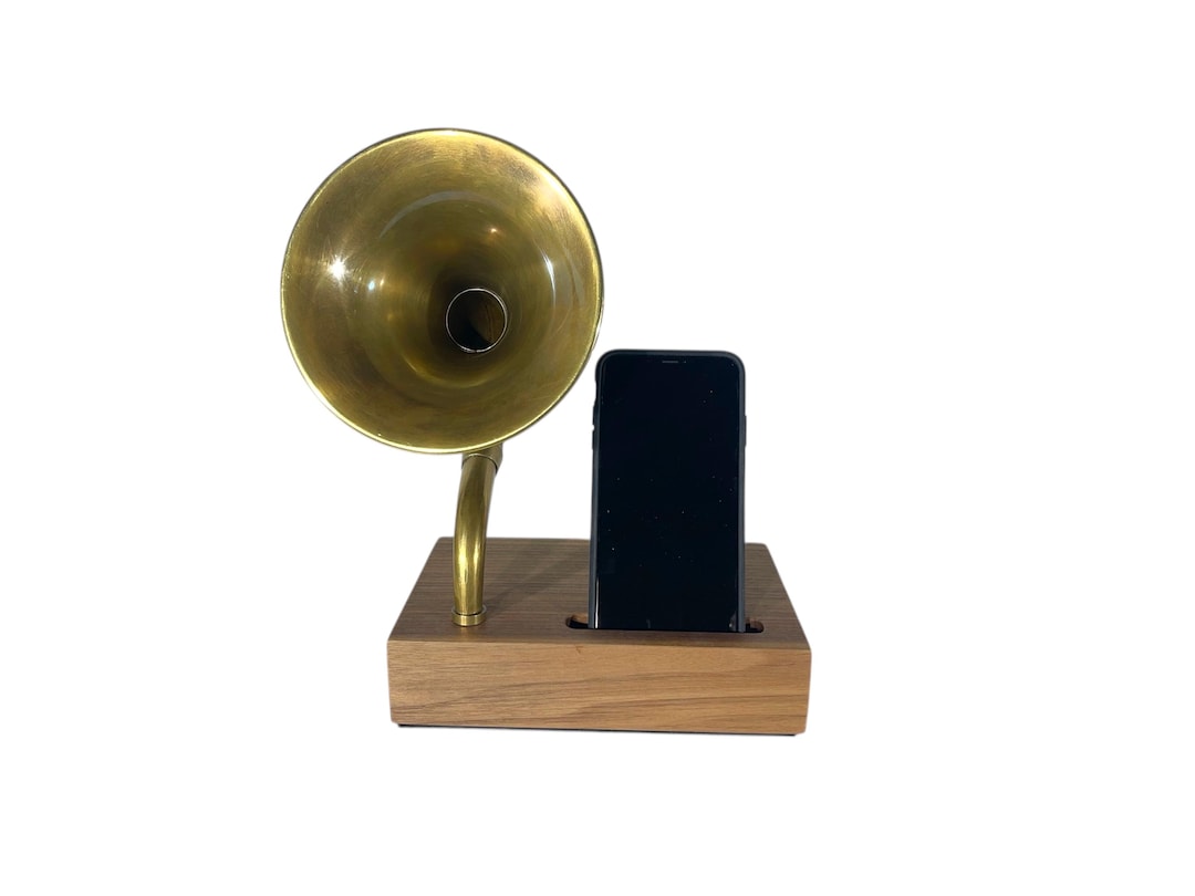 Polished Brass Horn Phone Amplifier, Acoustic iPhone Speaker - Etsy