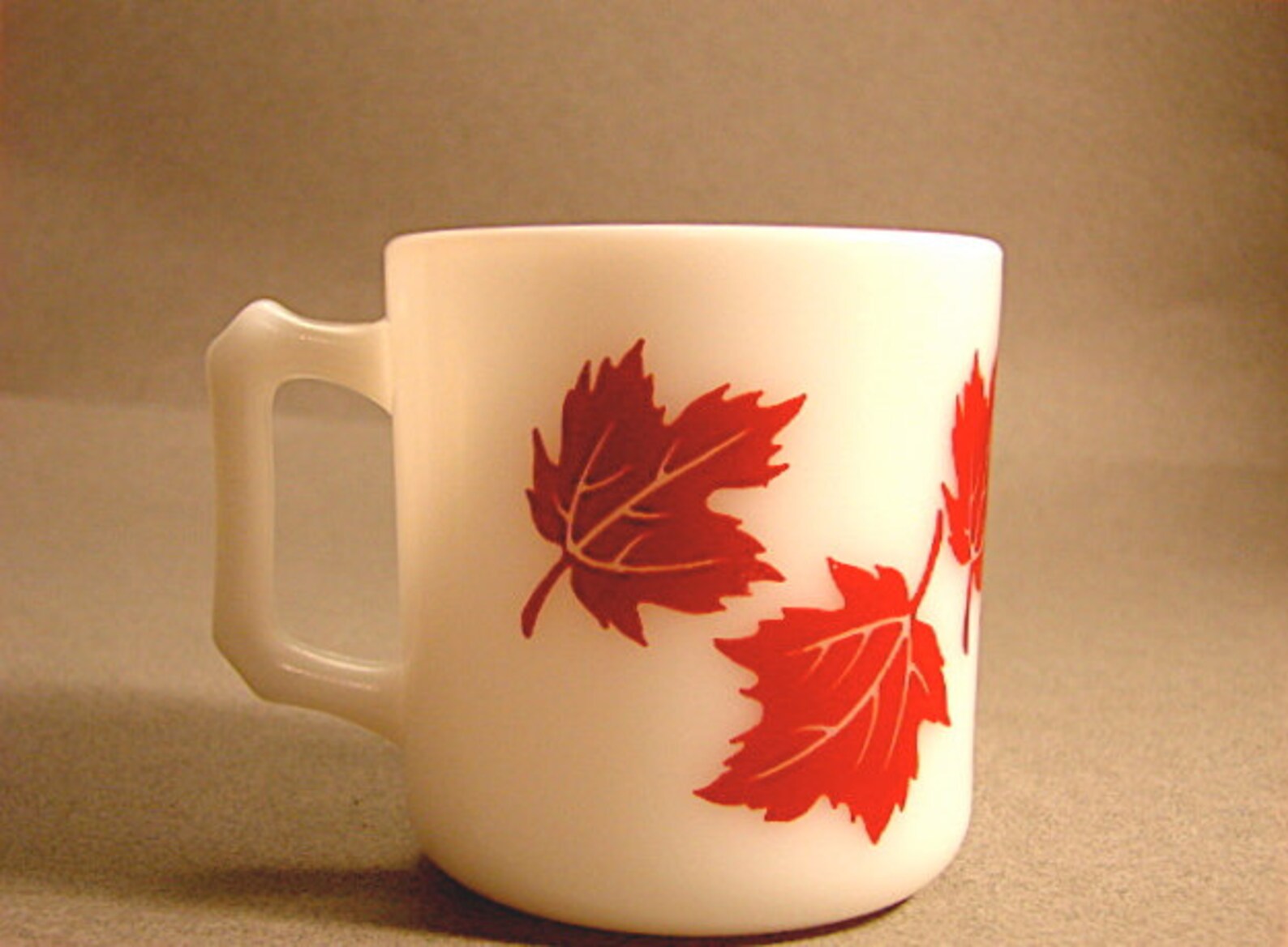 Hazel Atlas Milk Glass Red Maple Leaf Mug - Etsy