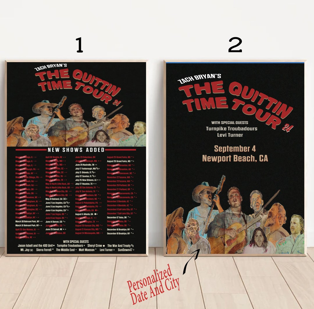 Custom Zach Bryan The Quittin Time Tour 2024 Poster - Etsy.de