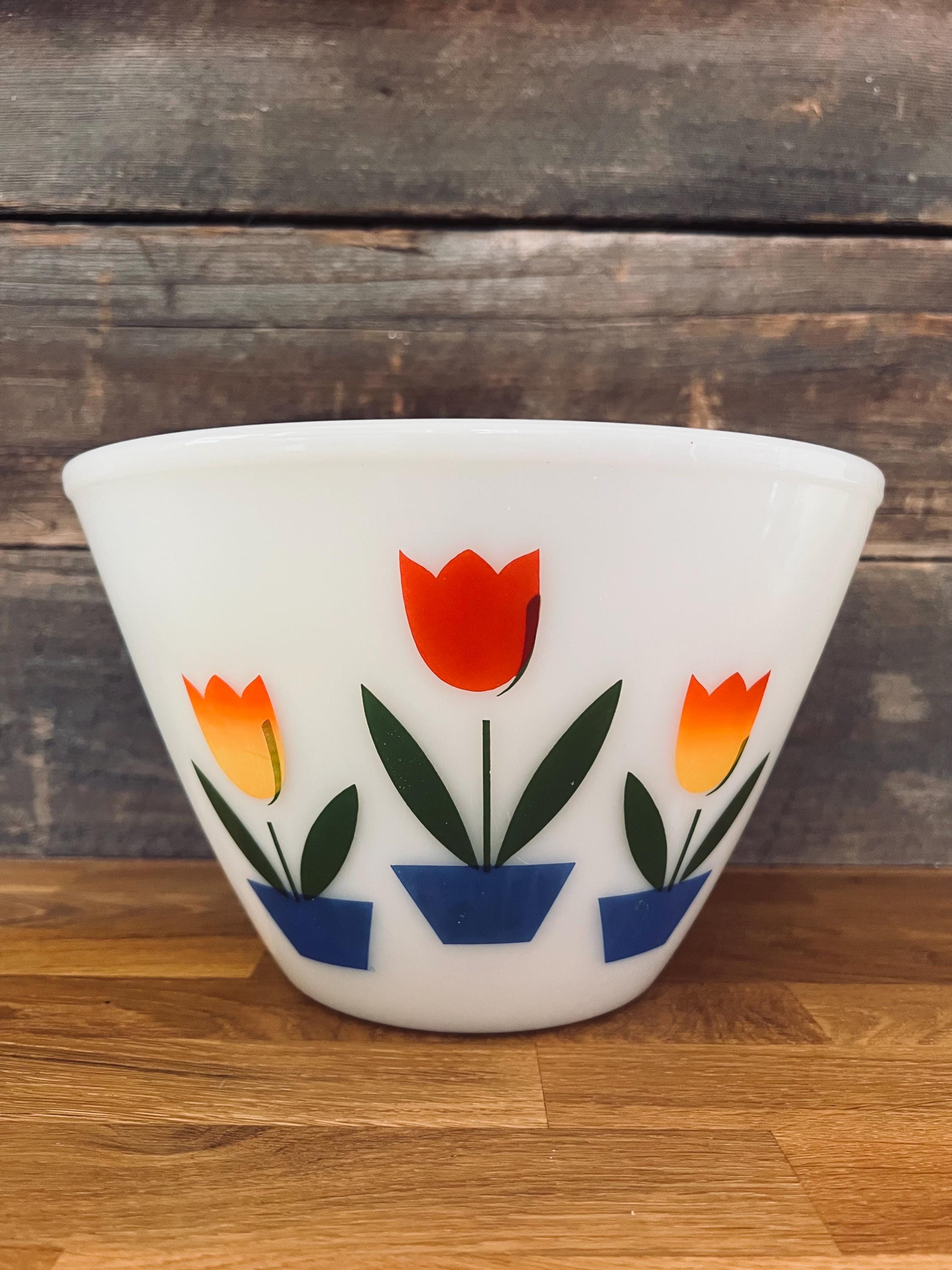 Fire-king Tulip Mixing Bowls, Splash-proof 4-pc Set | 1940s–50s MCM ...