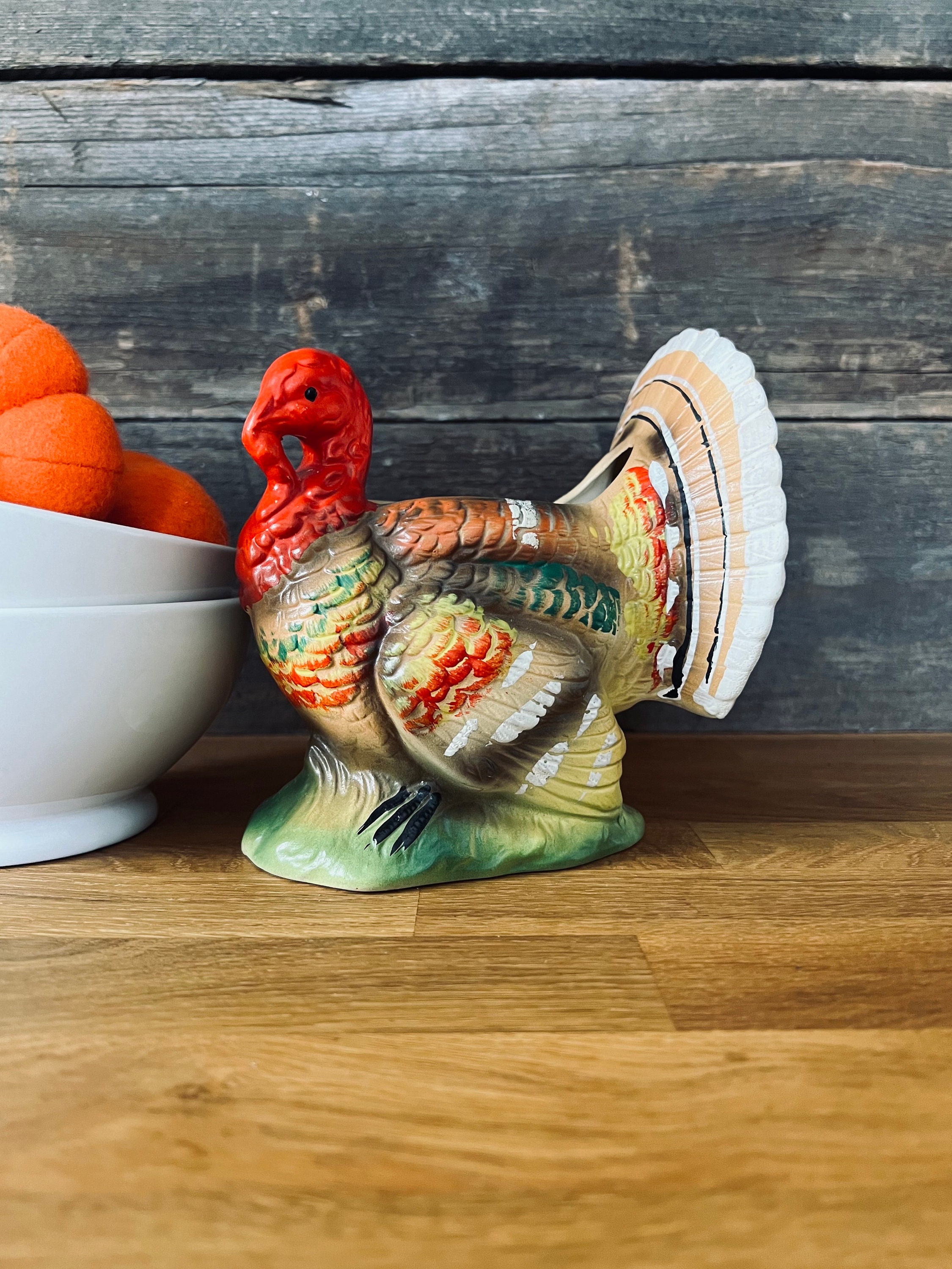 Vintage Hand Painted Ceramic Turkey Planter by RB - Etsy
