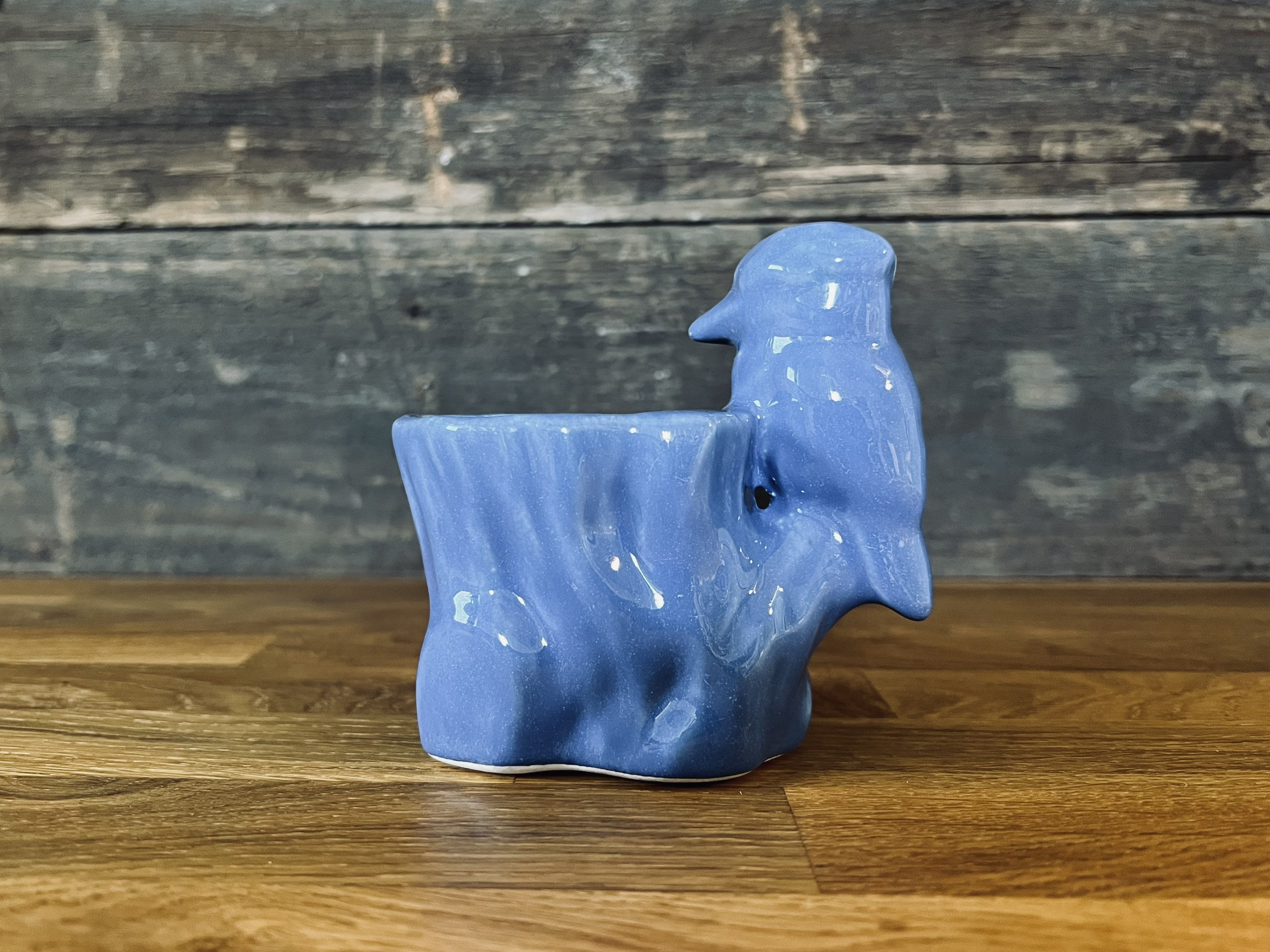 Vintage Periwinkle Pottery Woodpecker Stump Planter - Etsy