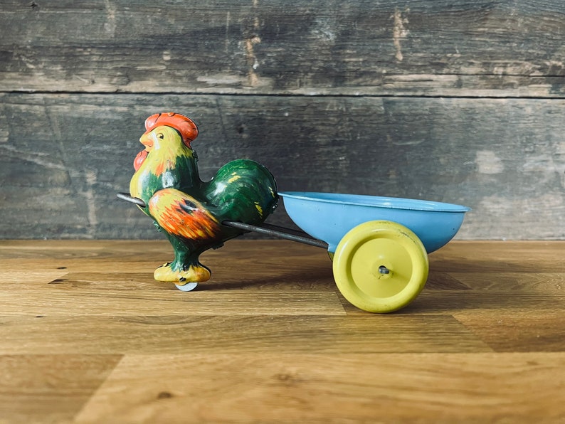 Vintage Wyandotte Tin Rooster Pulling Egg Cart Toy - Etsy