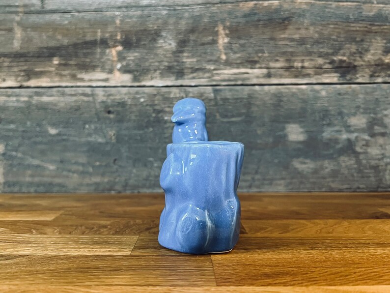 Vintage Periwinkle Pottery Woodpecker Stump Planter - Etsy
