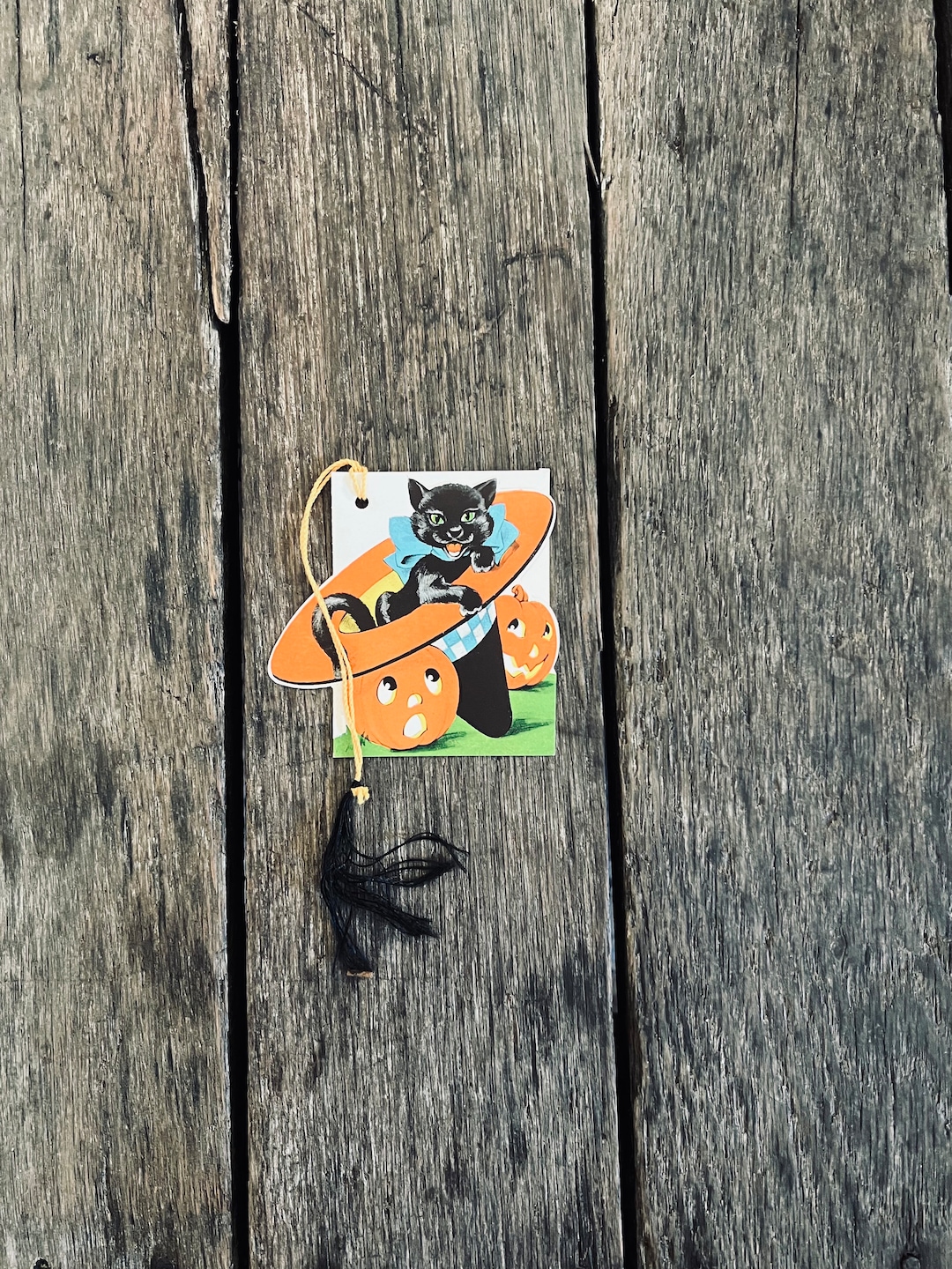 Vintage Halloween Black Cat Tally Card - Etsy