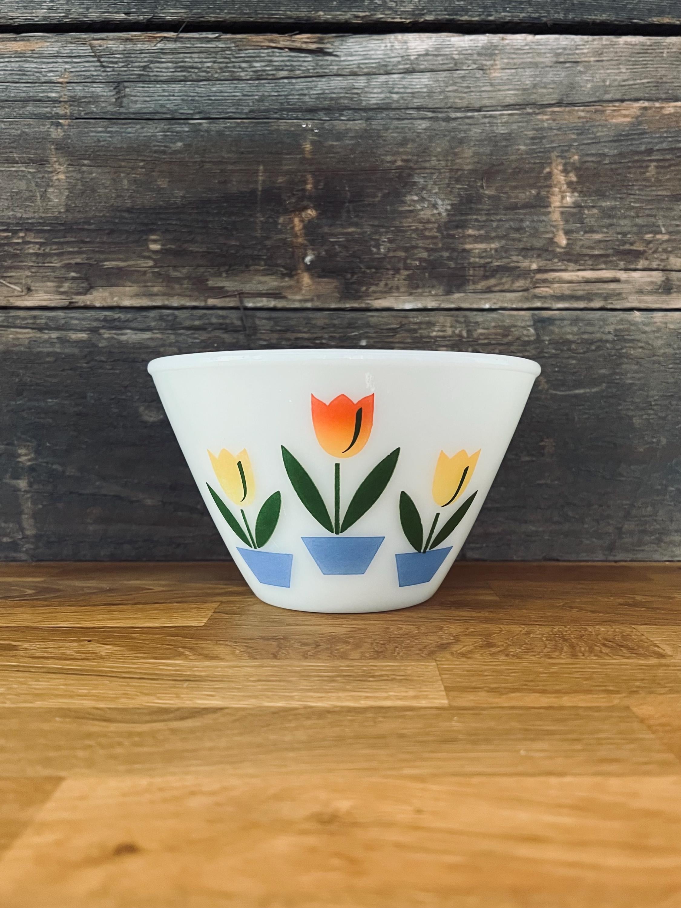 Fire-king Tulip Mixing Bowls, Splash-proof 4-pc Set | 1940s–50s MCM ...